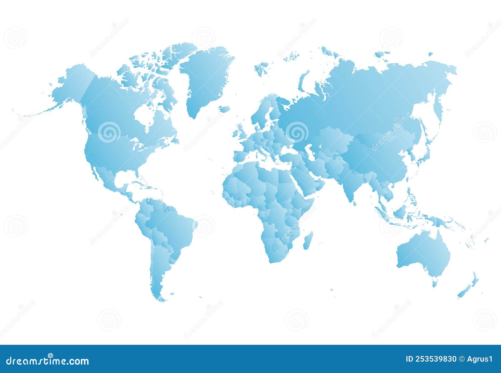 Vector Illustartion of Blue Colored World Map on White Background Stock ...
