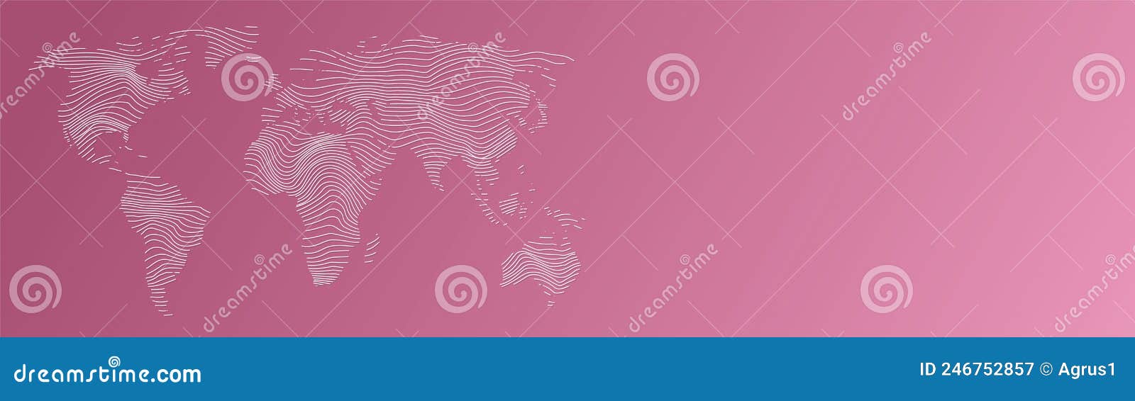 Vector Illustartion of Striped World Map on Pink Background Stock ...