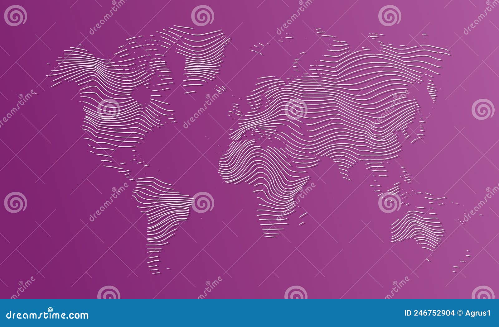 Vector Illustartion of Striped World Map on Pink Background Stock ...