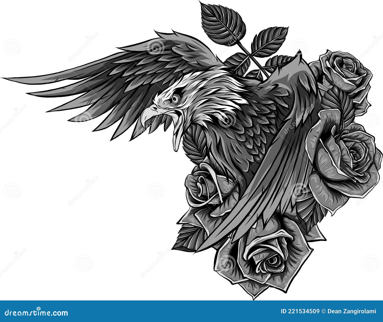 Vector Illustraion of Eagle with Flower Roses Stock Vector ...