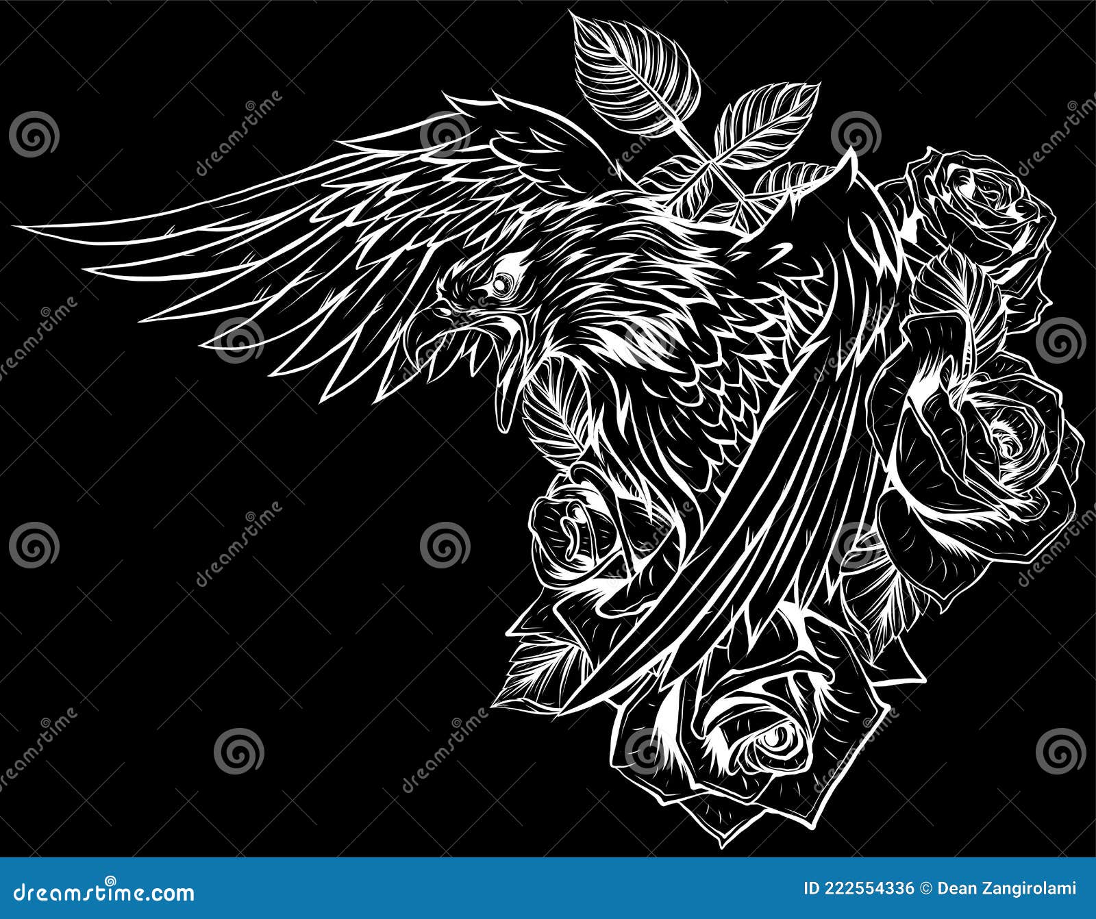 Vector Illustraion of Eagle with Flower Roses Stock Vector ...