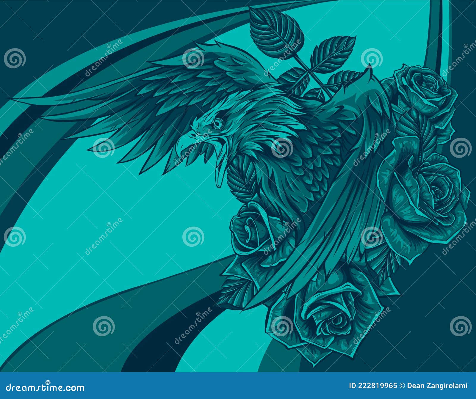 Vector Illustraion of Eagle with Flower Roses Stock Vector ...