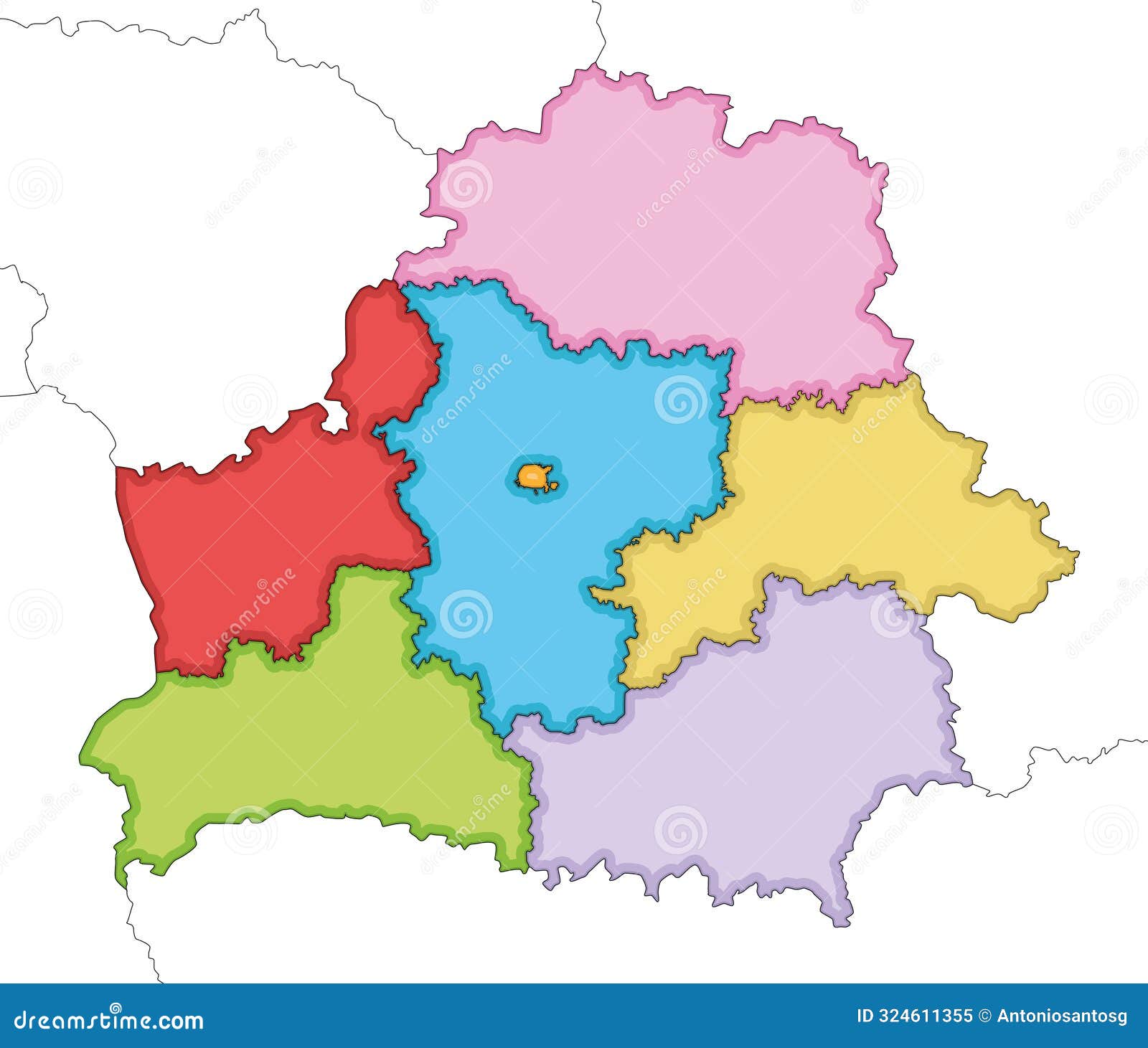 Belarus Map Regions Voblast Administrative Regions Cartoon Vector ...