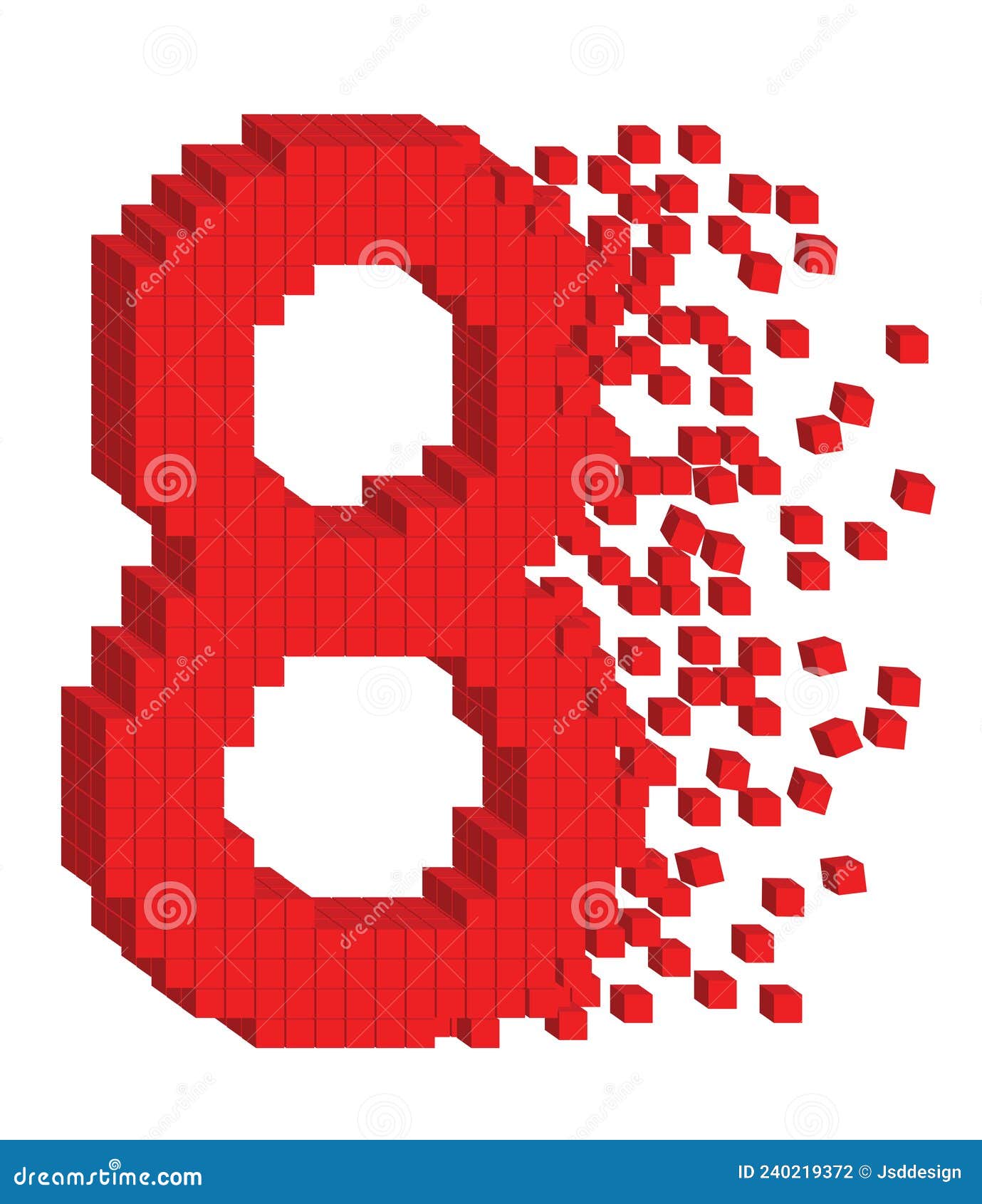 Vector Illustrated 3d Digit Number Eight of Red Cubes Stock Vector ...
