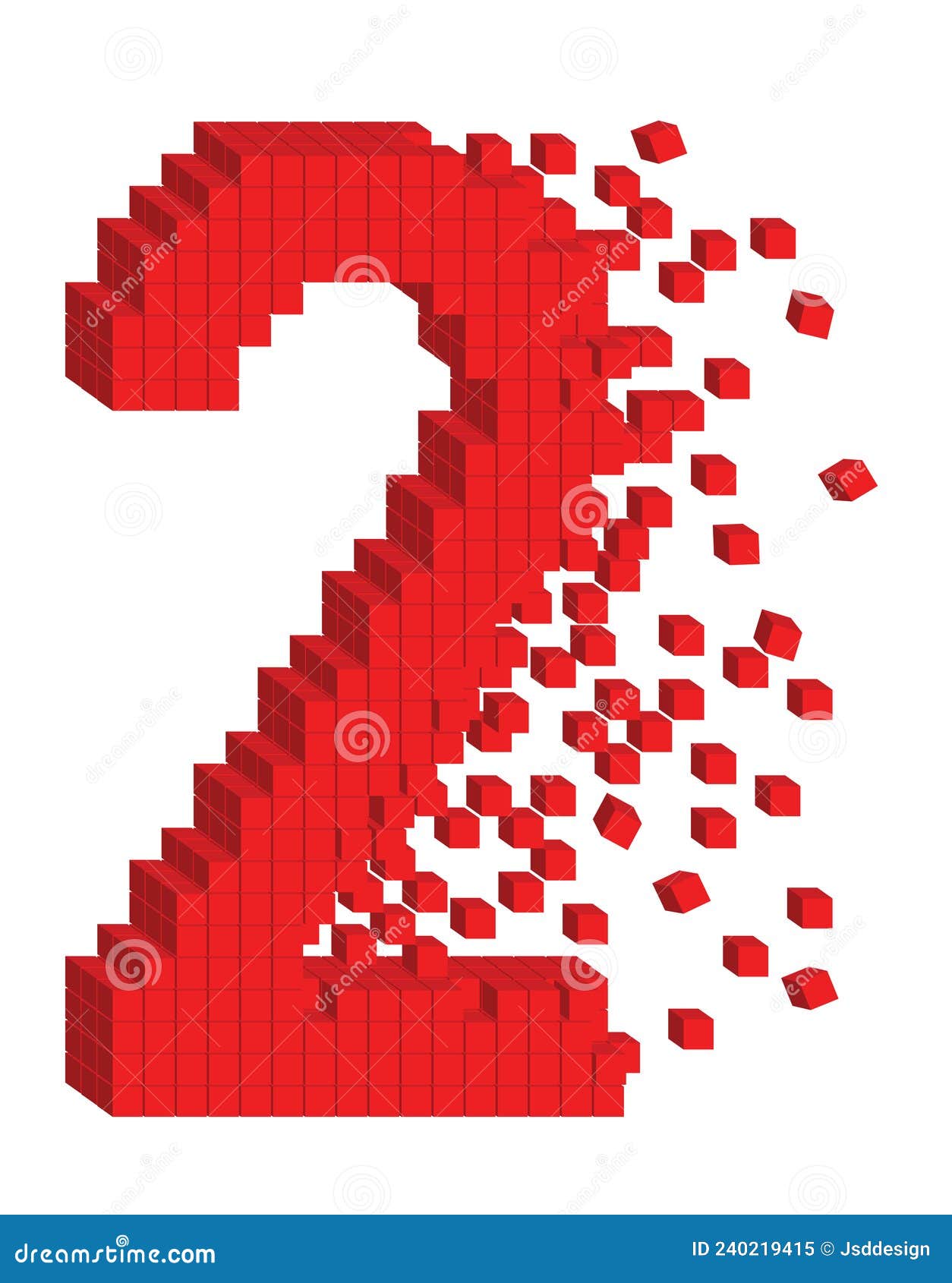 Vector Illustrated 3d Digit Number Two of Red Cubes Stock Vector ...