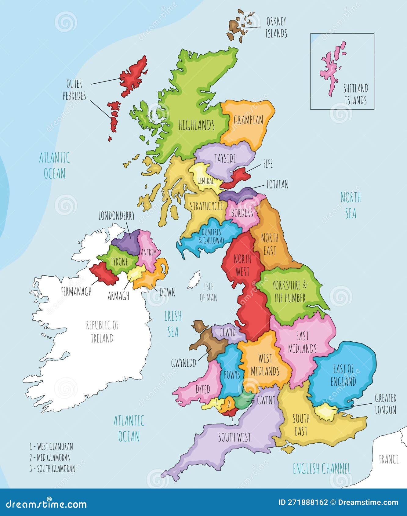 Vector Illustrated Map Of UK With Administrative Divisions, And ...