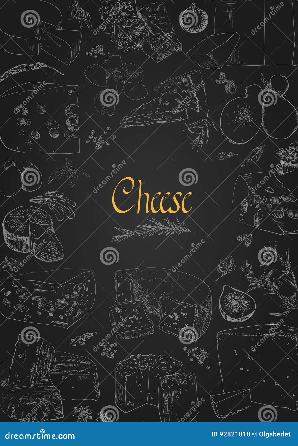 Vector Illustrated Set Cheese Menu. Stock Illustration - Illustration ...