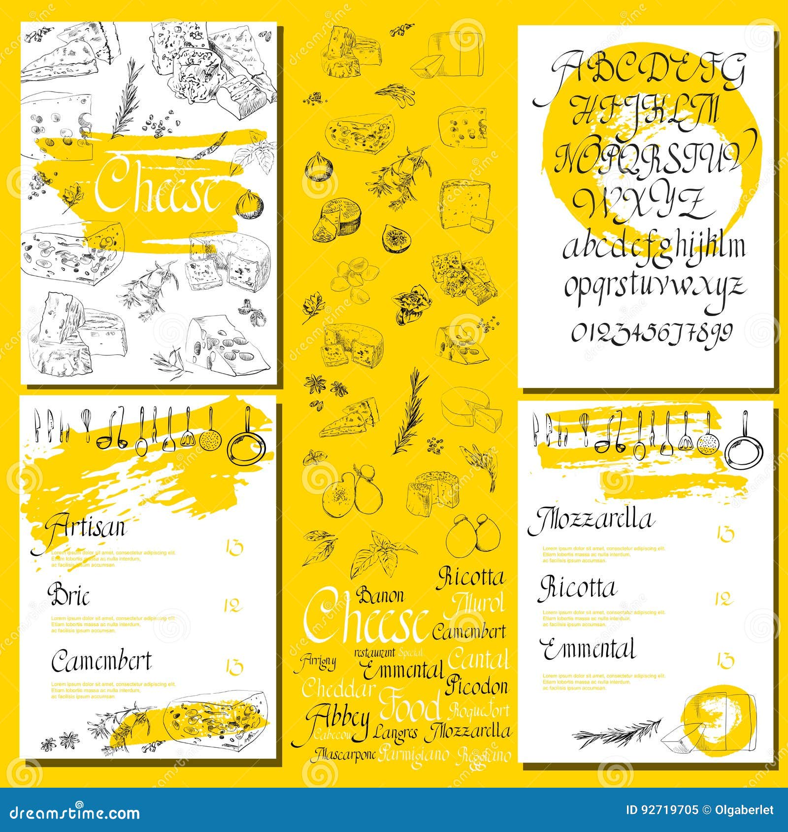 Vector Illustrated Set Cheese Menu. Stock Illustration - Illustration ...