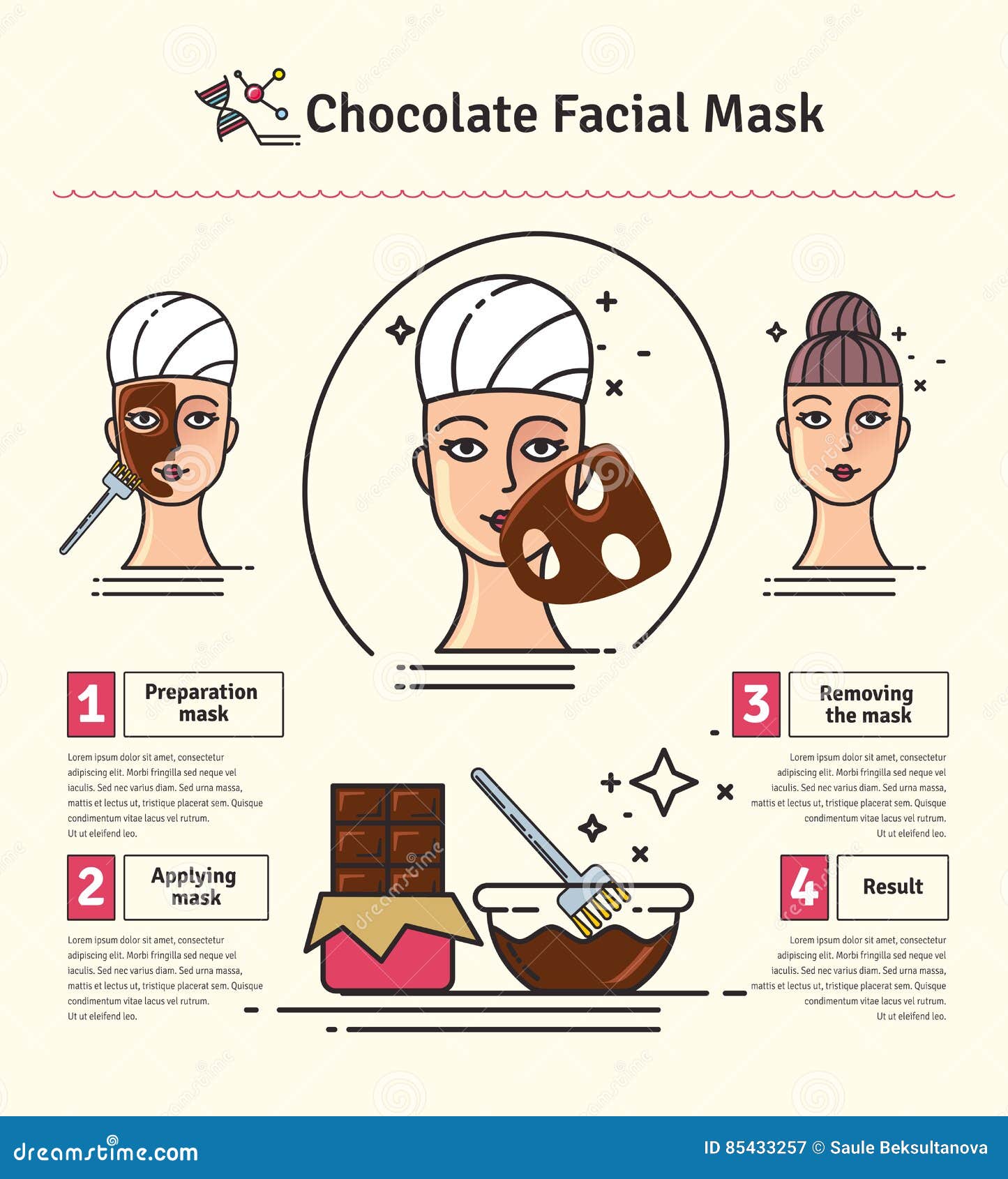 Vector Illustrated Set With Salon Chocolate Facial Mask Stock Vector