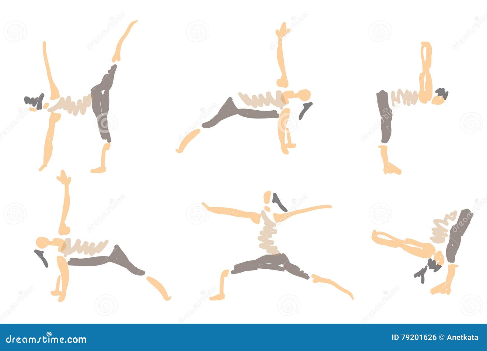 Illustrated Yoga Mat Displays Various Yoga Poses. Each Stick Figure ...
