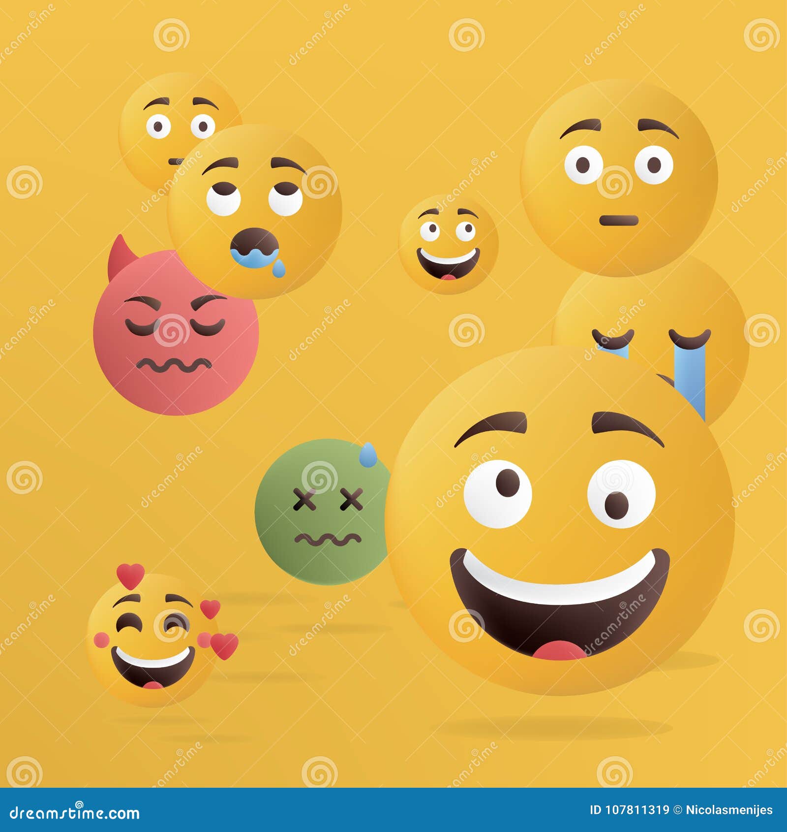 Vector Illustratie Ontwerp Van Grappige Emoticons Stock Illustratie ...
