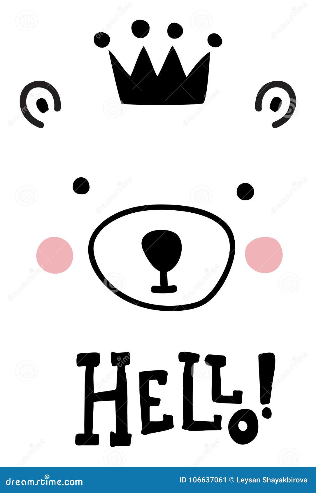 Hello bear stock vector. Illustration of hand, print - 106637061