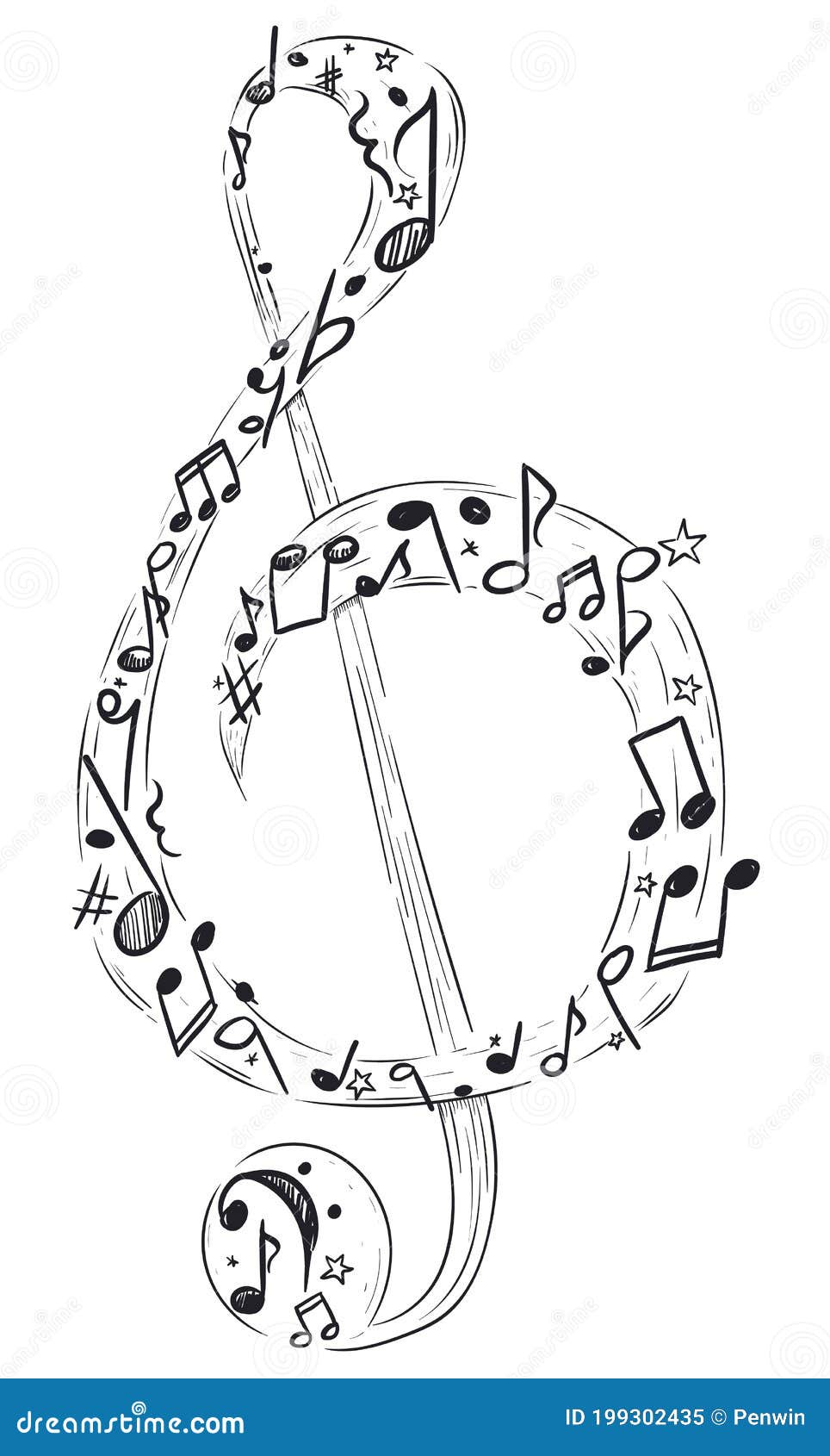 G-clef Symbol Made with Other Musical Notes, Vector Illustration Stock ...