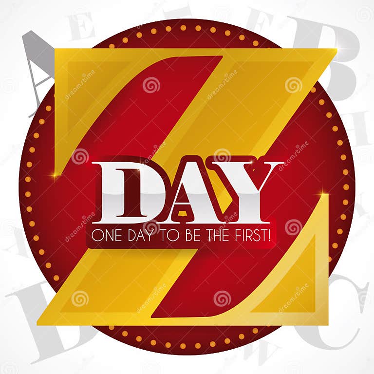 Commemorative Button Over Alphabet To Celebrate Z Day, Vector ...