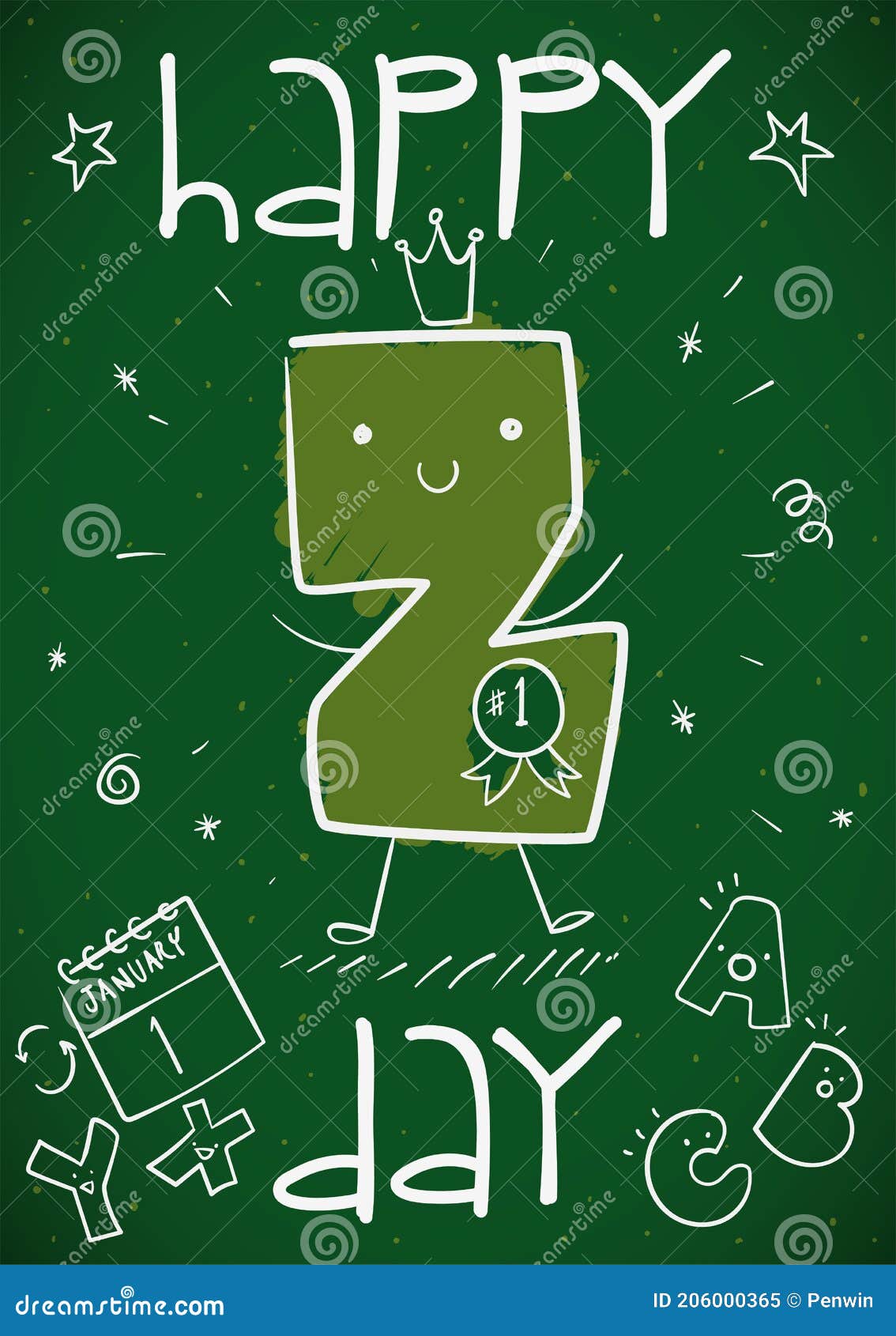 Chalkboard with Cute Doodle Drawing To Celebrate Z Day, Vector ...