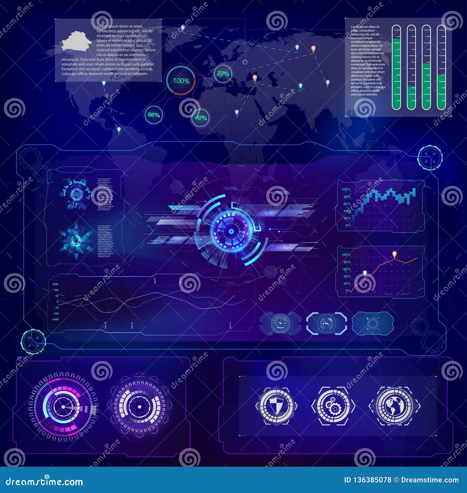 Vector Illustration. Abstract Background with Different Elements of the ...