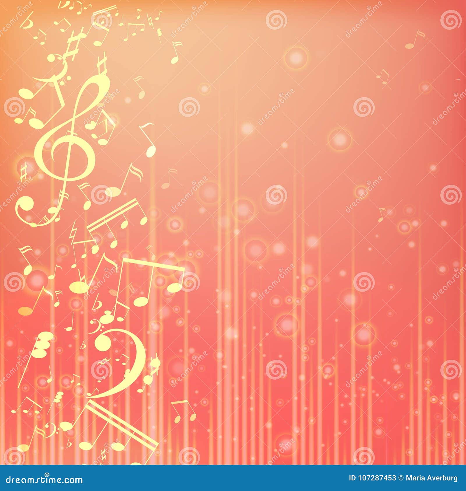Vector Illustration of an Abstract Background with Music Notes Stock ...
