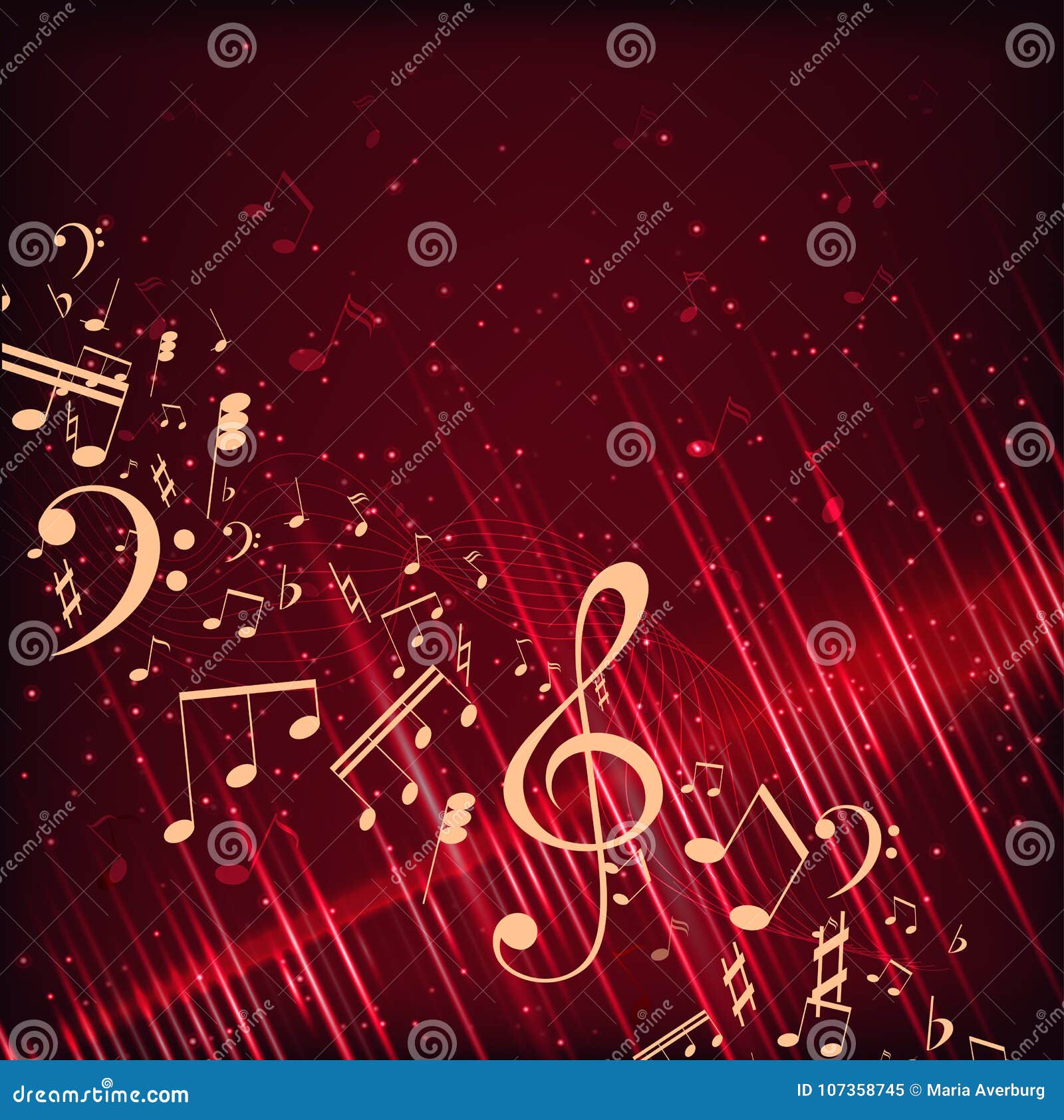 Vector Illustration of an Abstract Background with Music Notes Stock ...