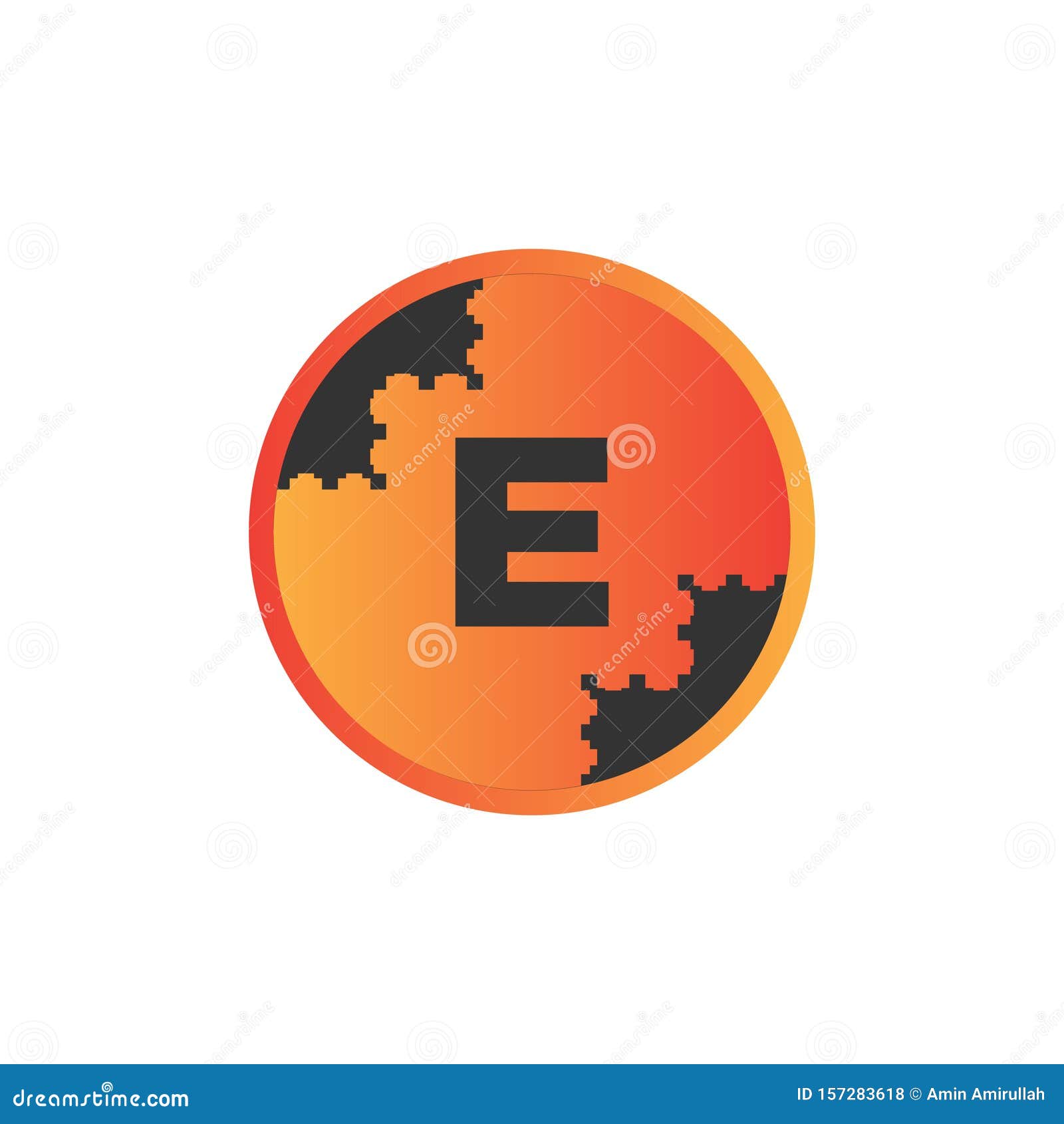 Vector Illustration Abstract Background Puzzle Circle and Initial Letter E Icon Logo Modern ...