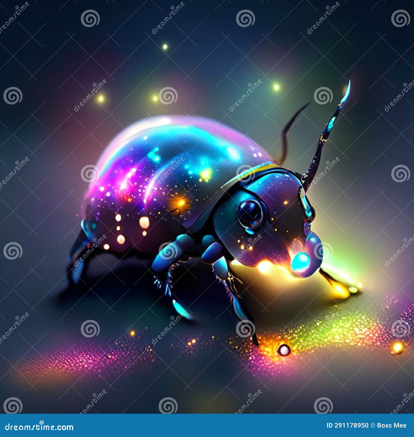 Vector Illustration of an Abstract Beetle on a Dark Background with ...