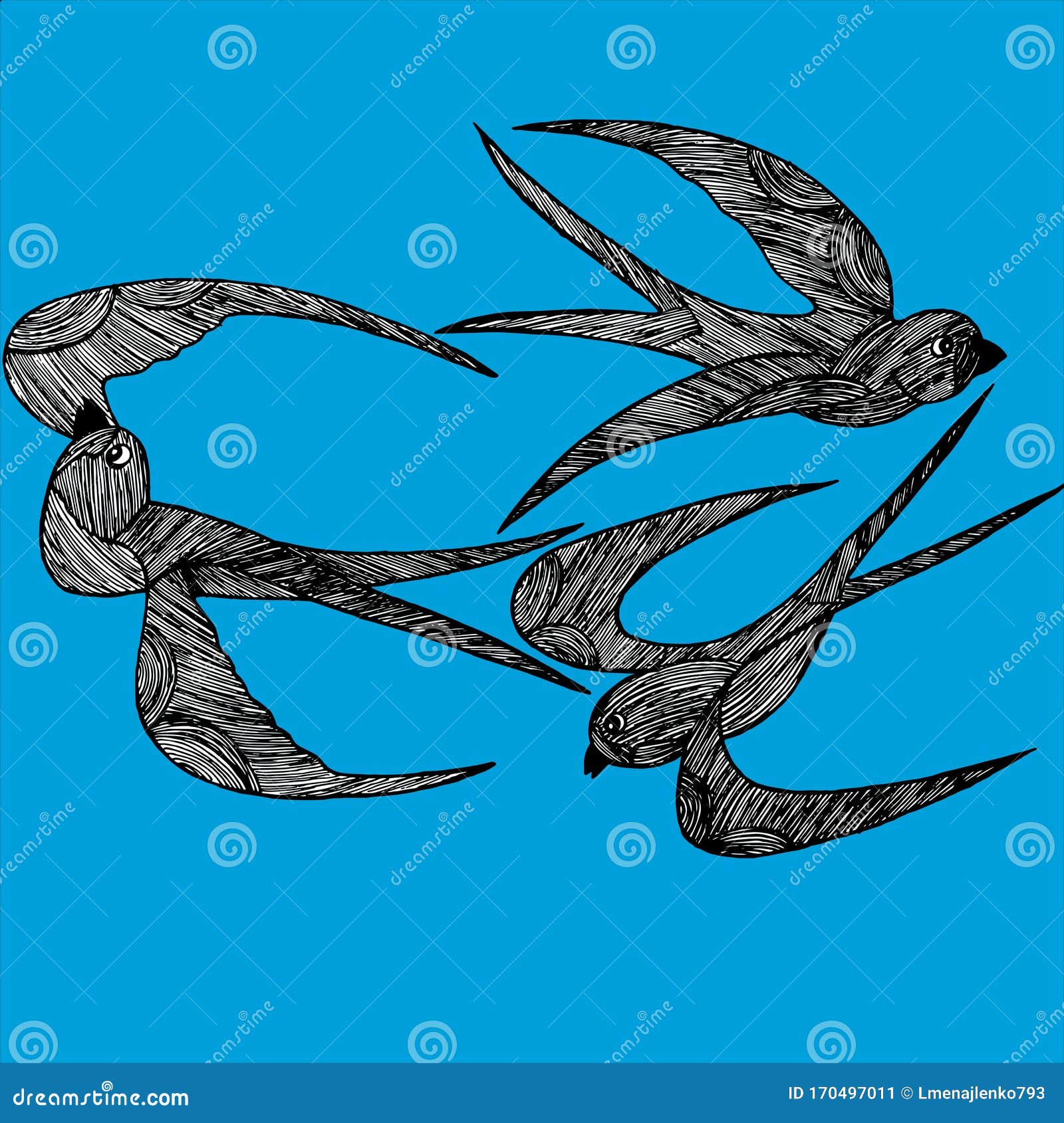 Vector Illustration. Abstract Birds in Flight Stock Illustration ...