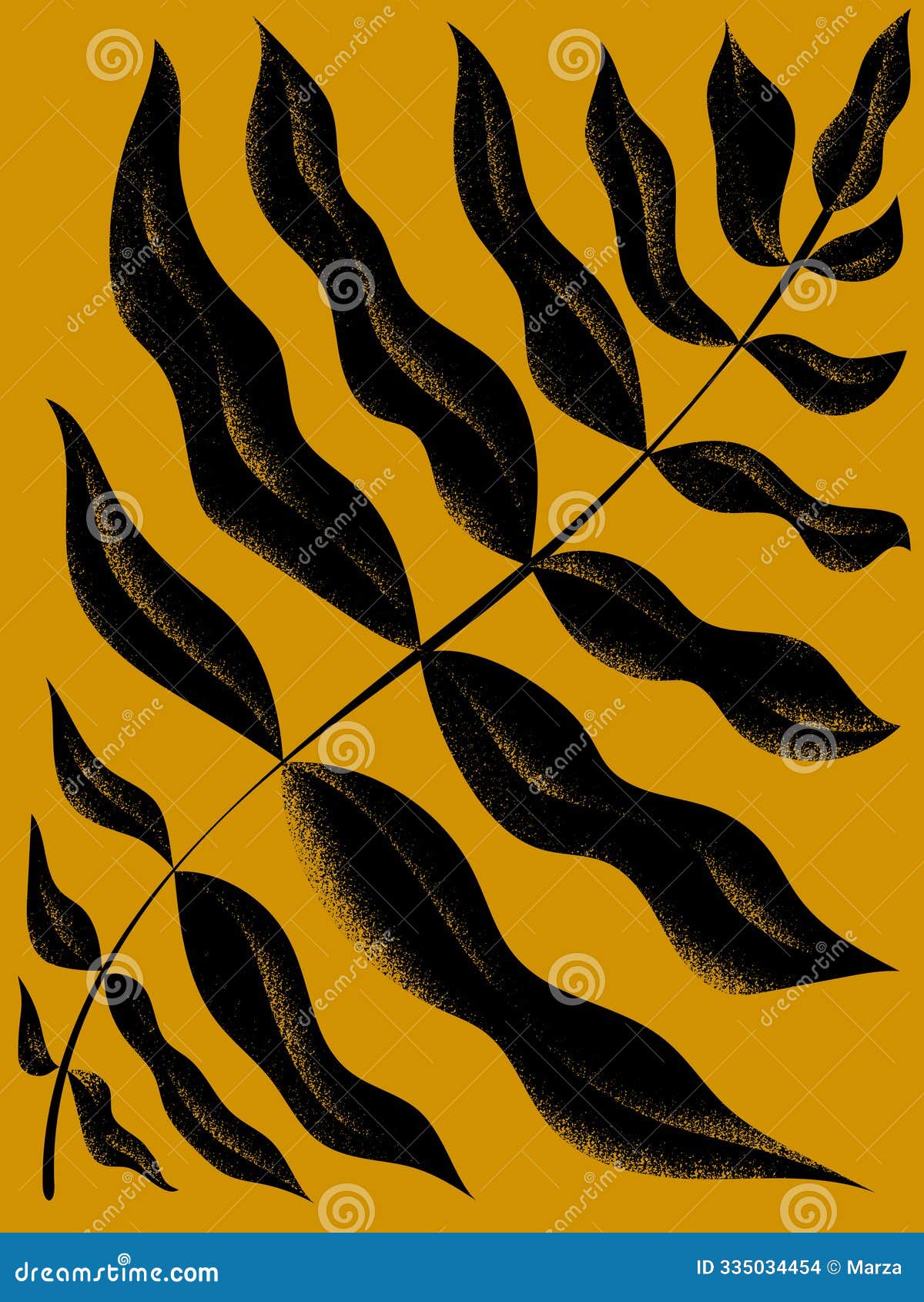 Vector Illustration of Abstract Black Leaf with Grainy Texture Stock ...