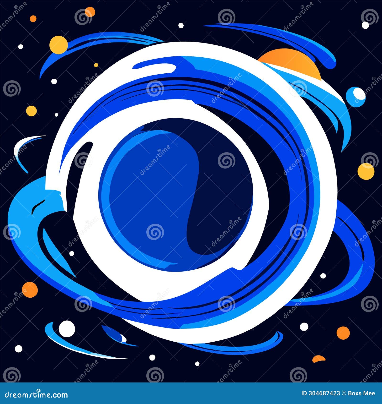 Vector Illustration of Abstract Blue and Yellow Circle on Dark Blue ...