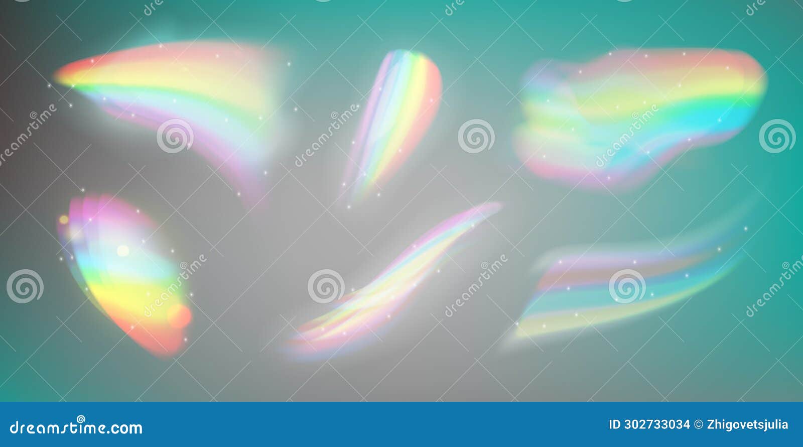 Vector Illustration of Abstract Blurred Iridescent Light Backdrop. Set ...