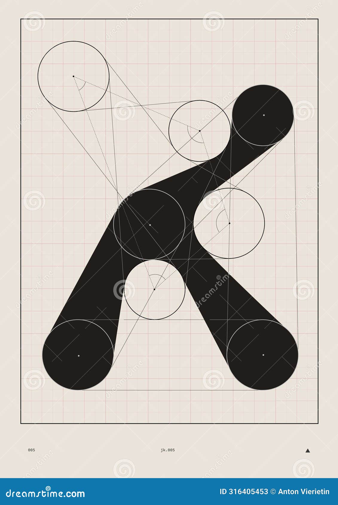 Vector Illustration. Abstract Composition of Black Circles and Geometry ...
