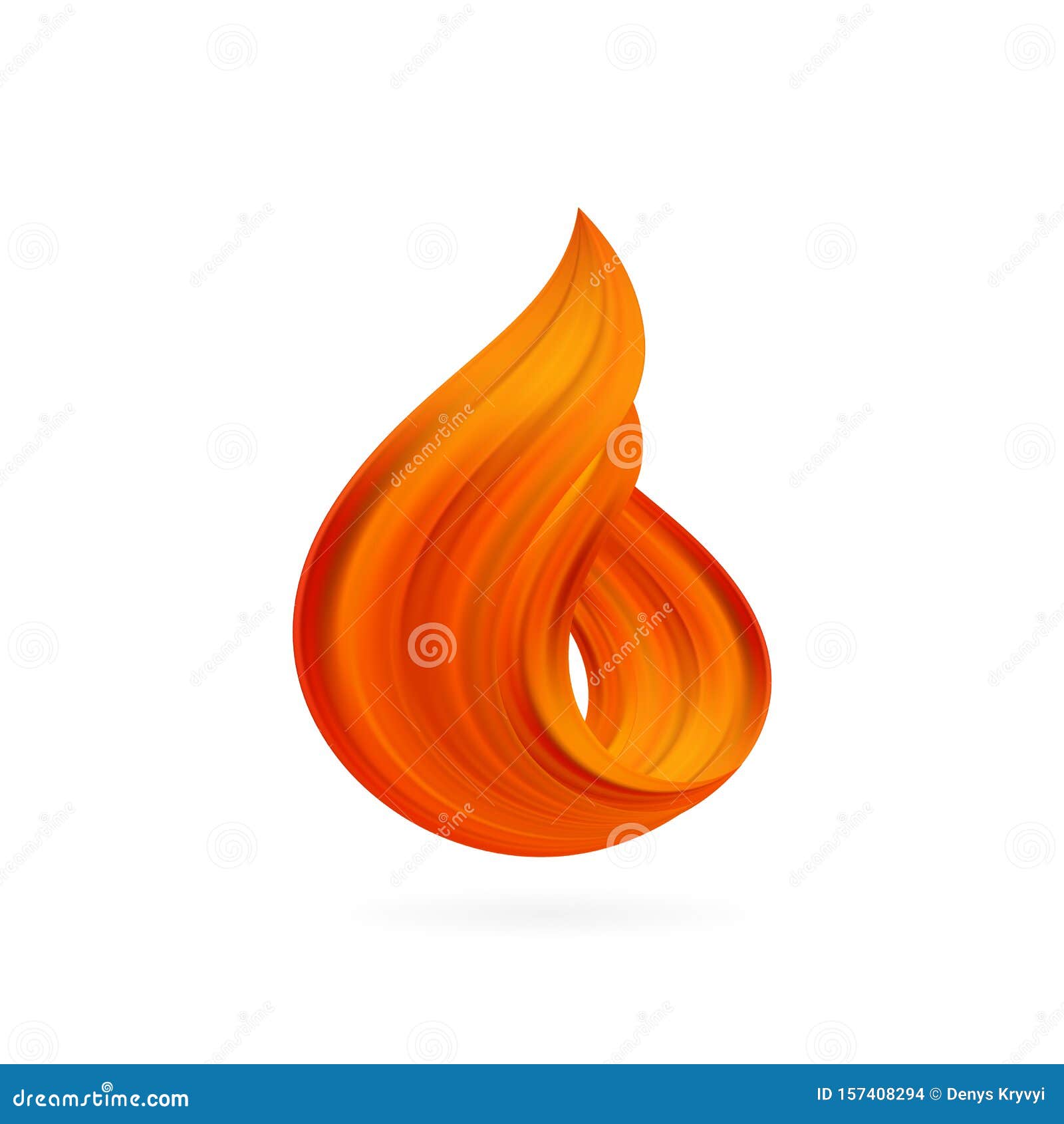 Abstract 3d Twisted Color Liquid Flow Shape. Paint Stroke Design. Fire ...