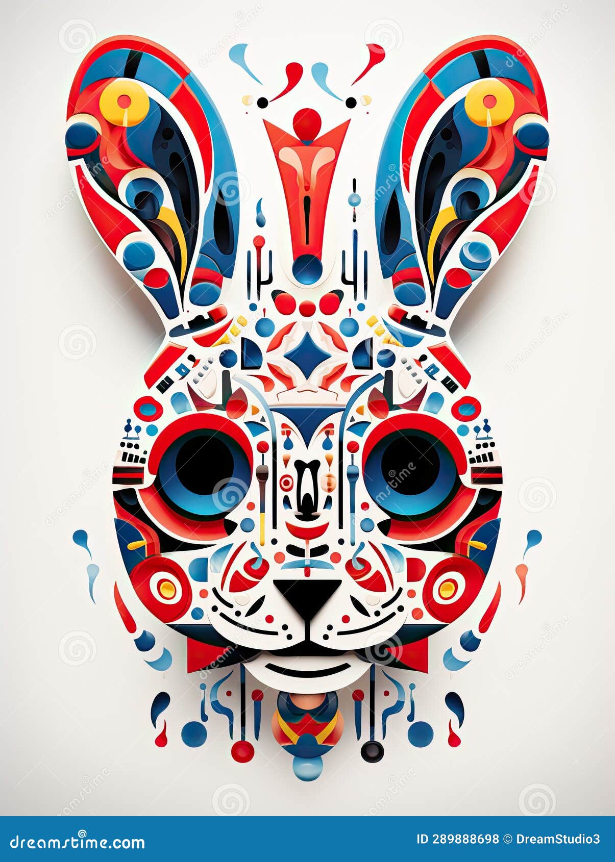 Illustration of Abstract Ethnic Patterned Rabbit Head for Your Design ...