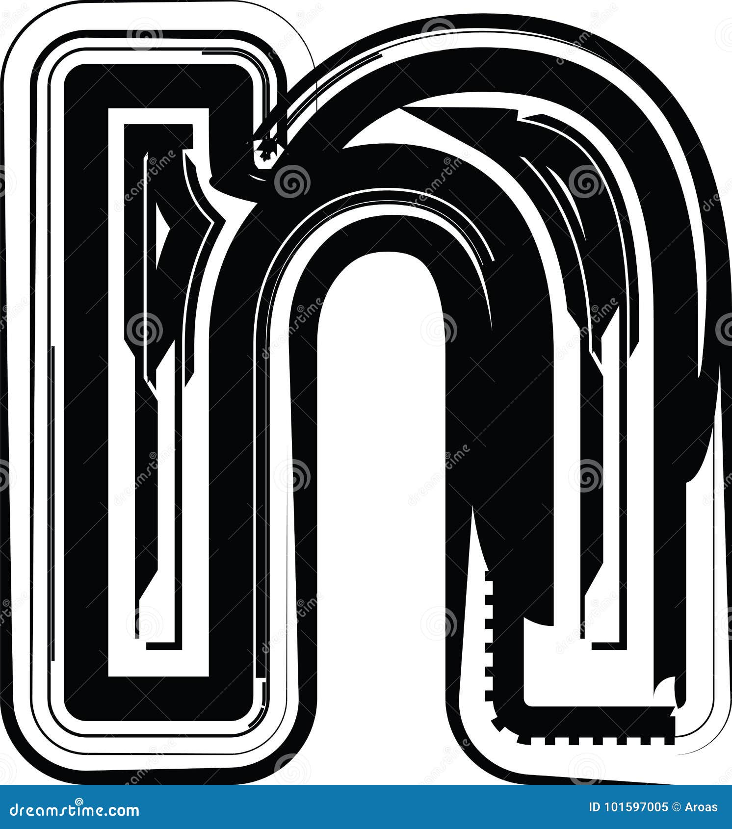 Abstract Letter n stock vector. Illustration of scribble - 101597005