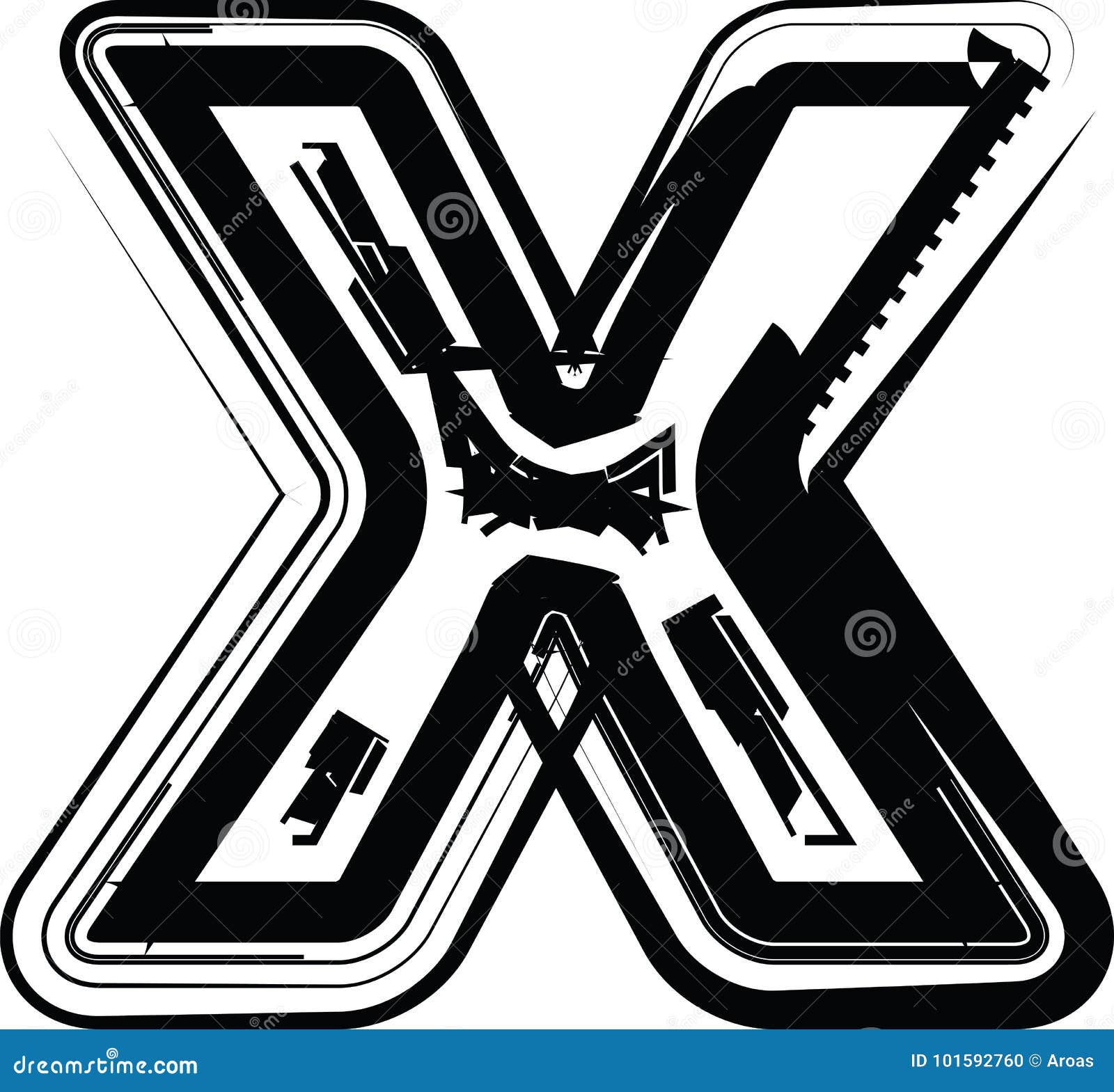 Abstract Letter x stock vector. Illustration of doodle - 101592760