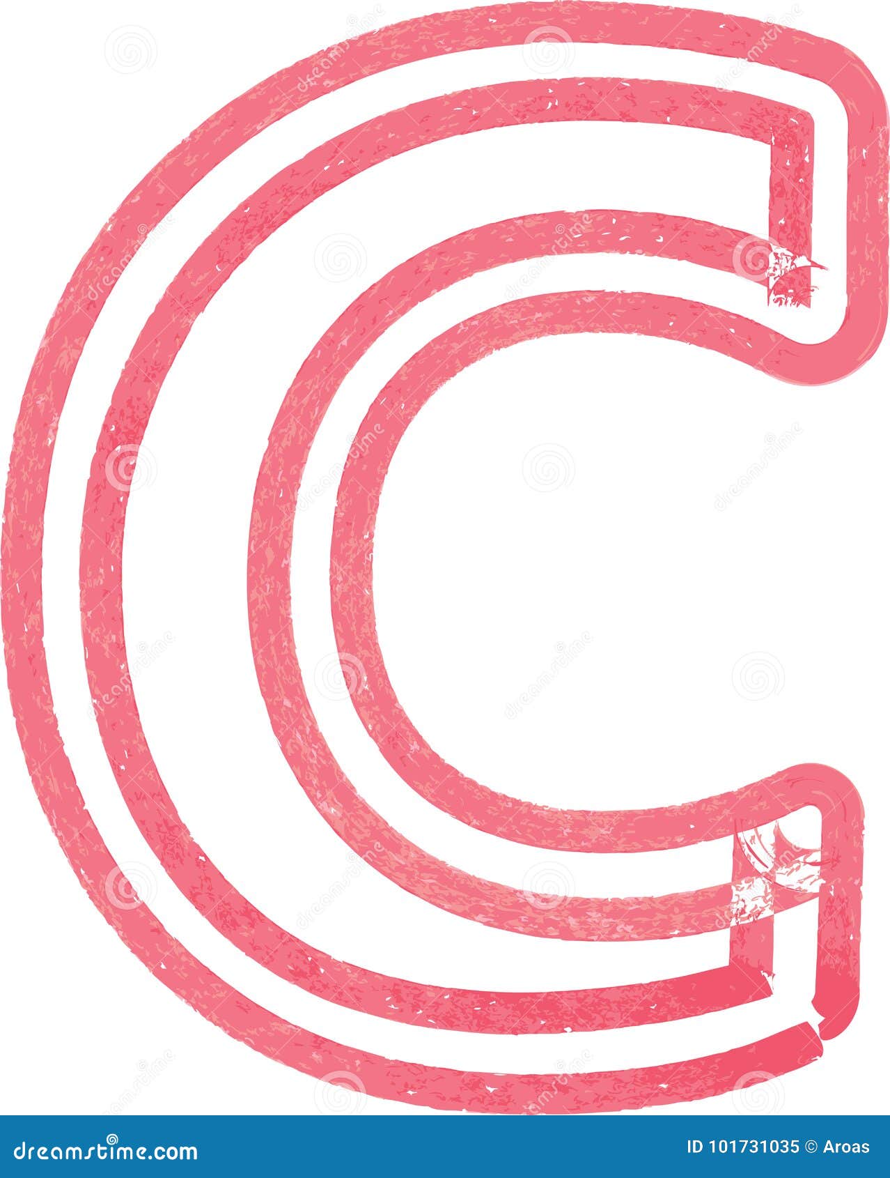 Capital Letter C Drawing with Red Marker Stock Vector - Illustration of ...