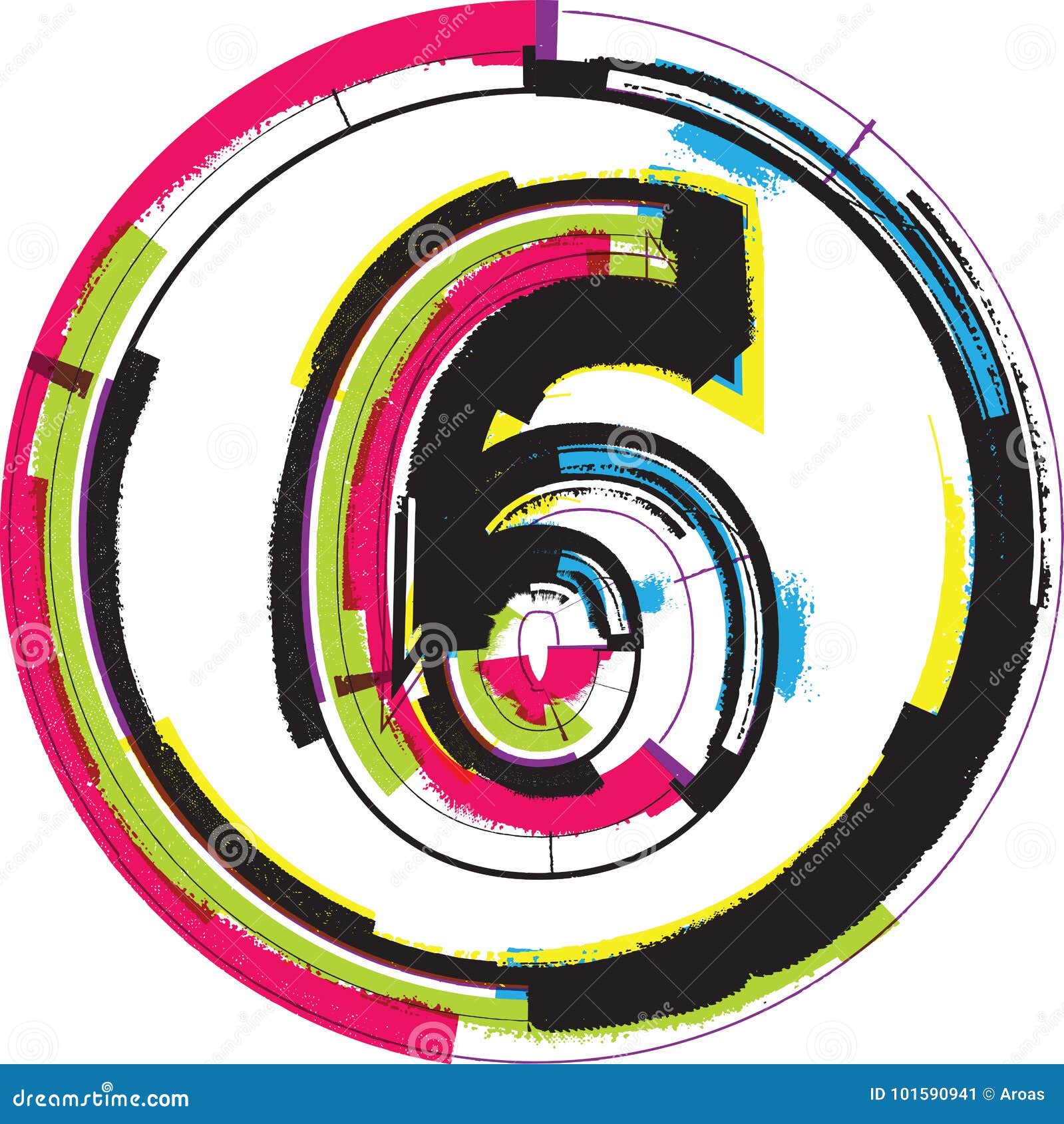 Colorful Grunge Font NUMBER 6 Stock Vector - Illustration of abstract ...