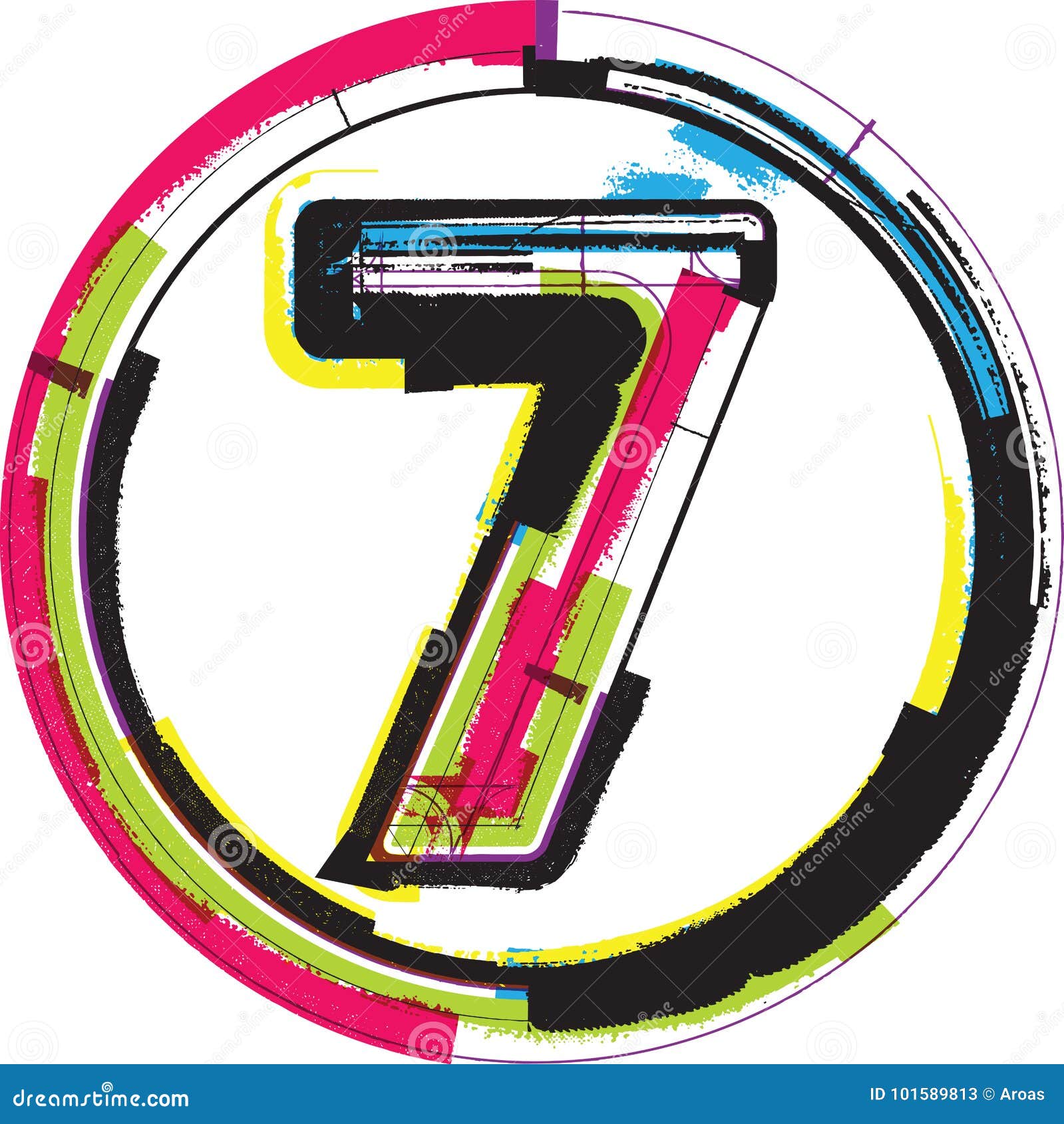 Colorful Grunge Font NUMBER 7 Stock Vector - Illustration of abstract ...