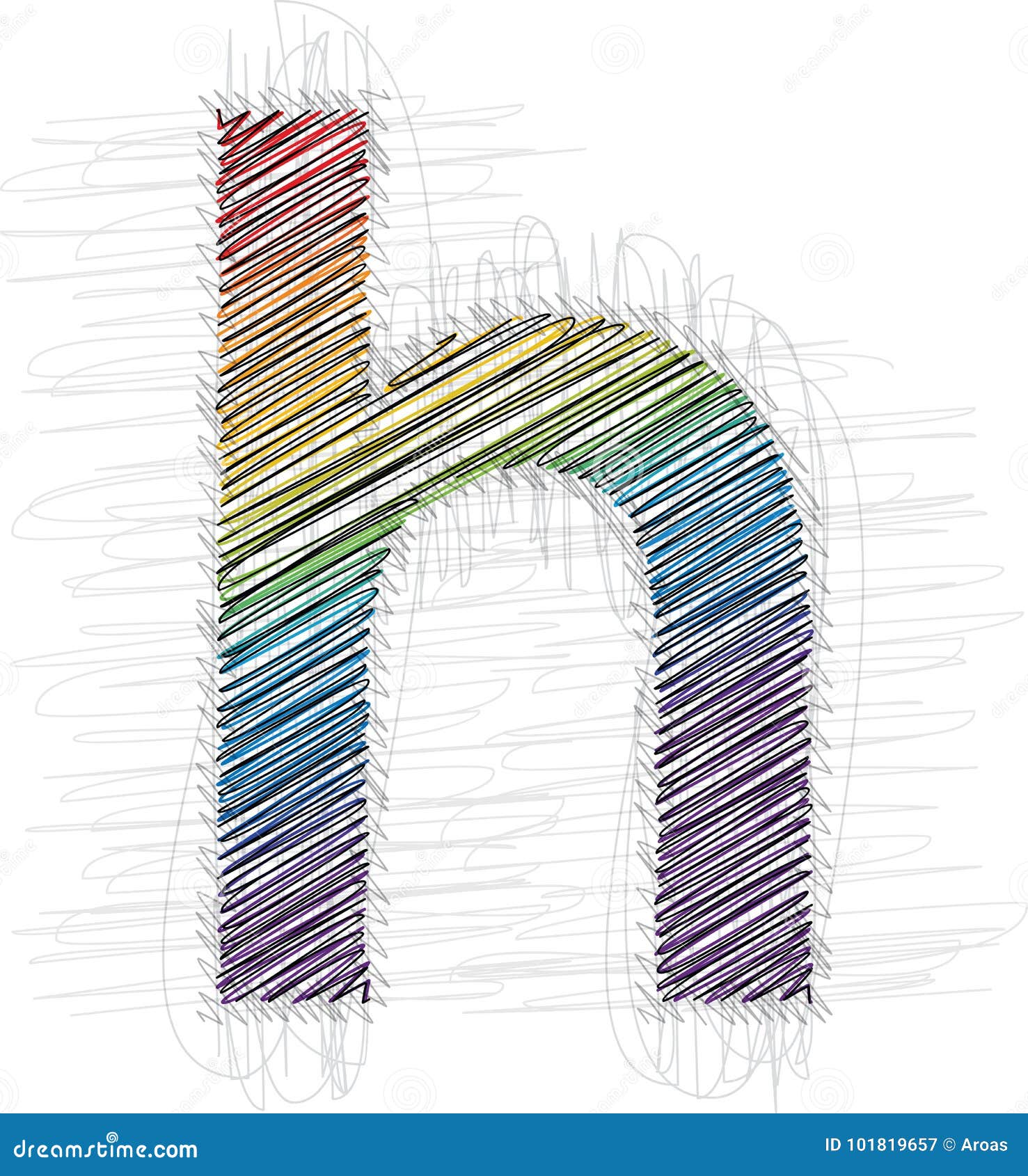 Hand drawn font LETTER h stock vector. Illustration of drawing - 101819657