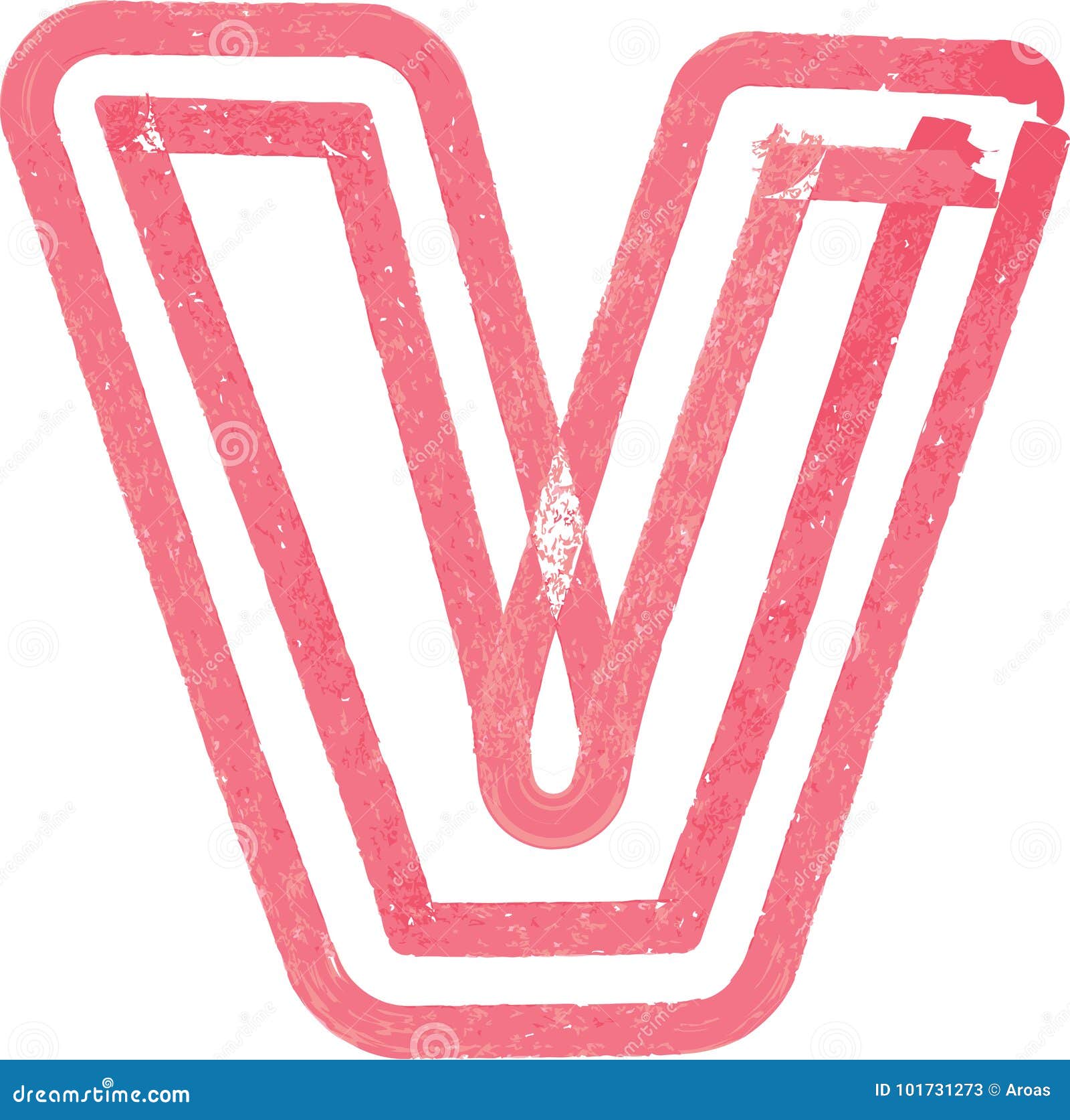 Lowercase Letter V Drawing with Red Marker Stock Vector - Illustration ...