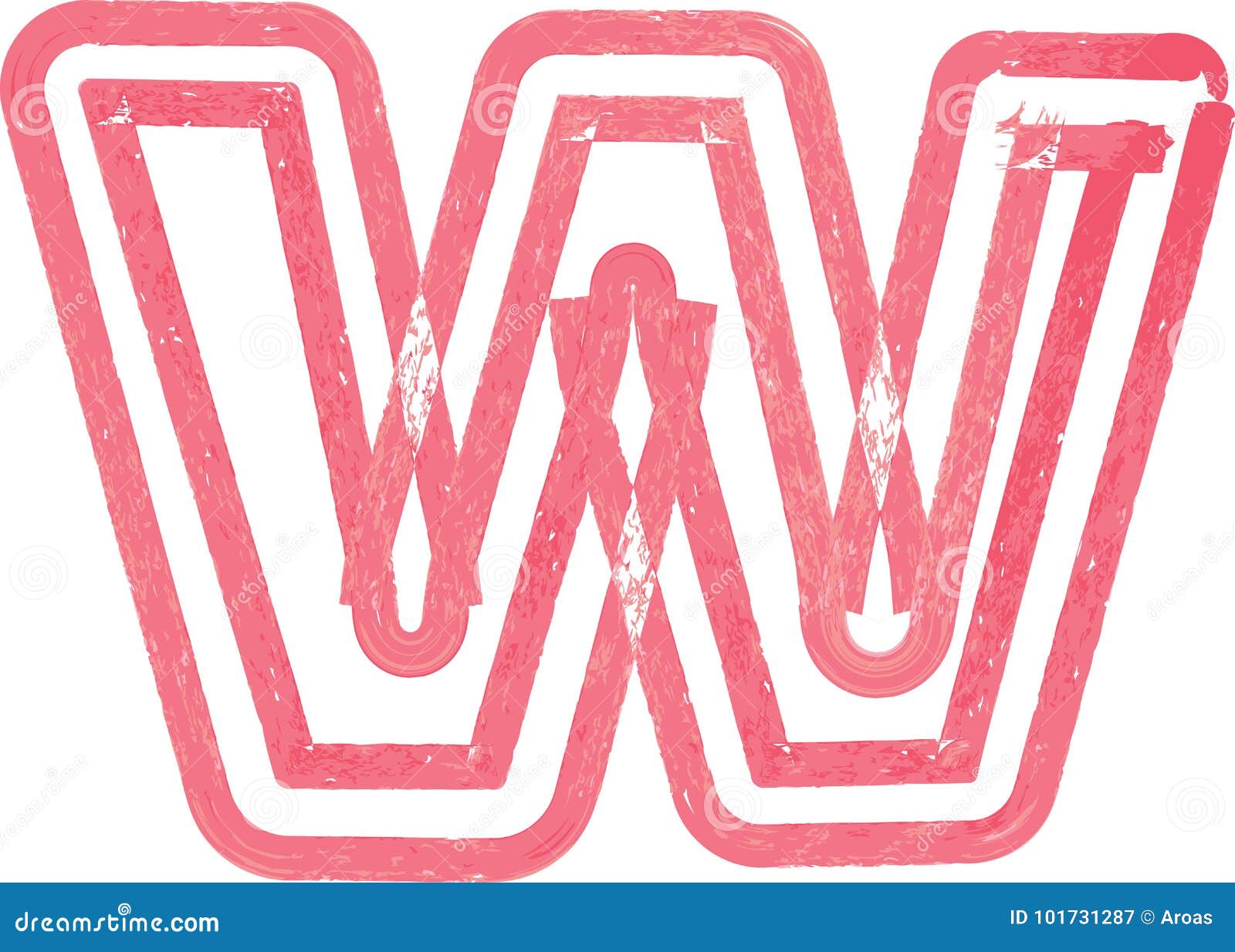 Lowercase Letter W Drawing with Red Marker Stock Vector - Illustration ...