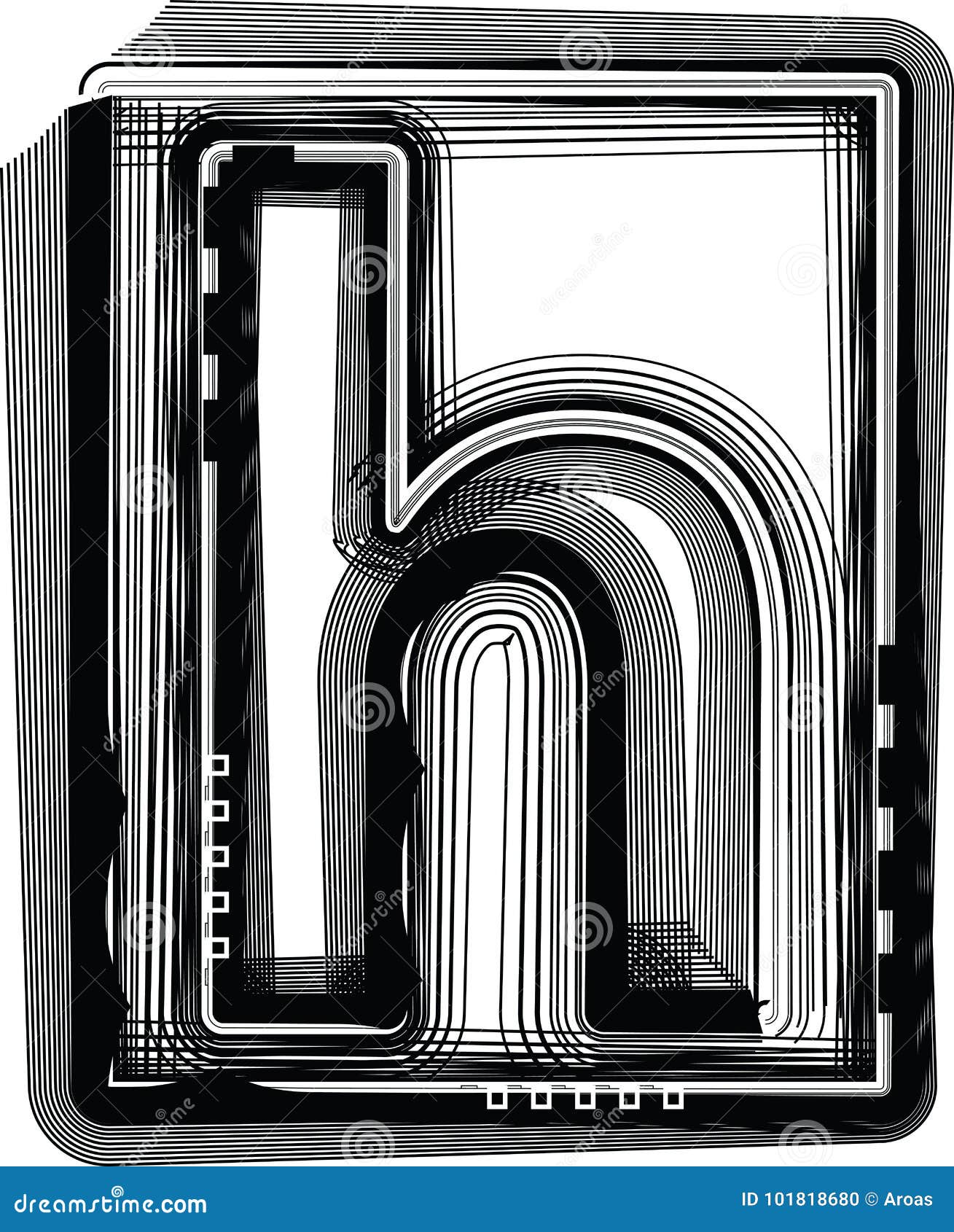 Striped font LETTER h stock vector. Illustration of calligraphy - 101818680
