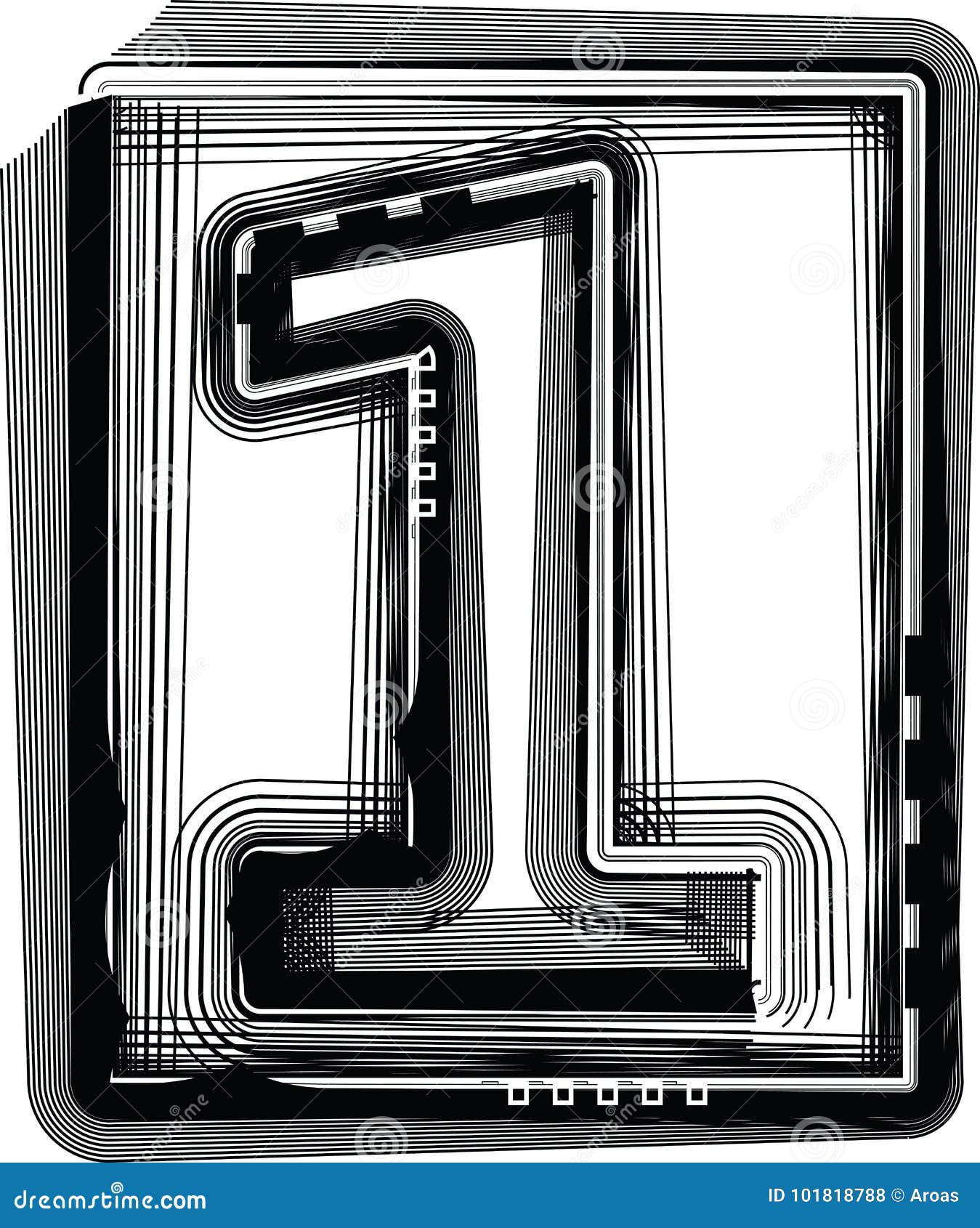 Striped font NUMBER 1 stock vector. Illustration of calligraphy - 101818788