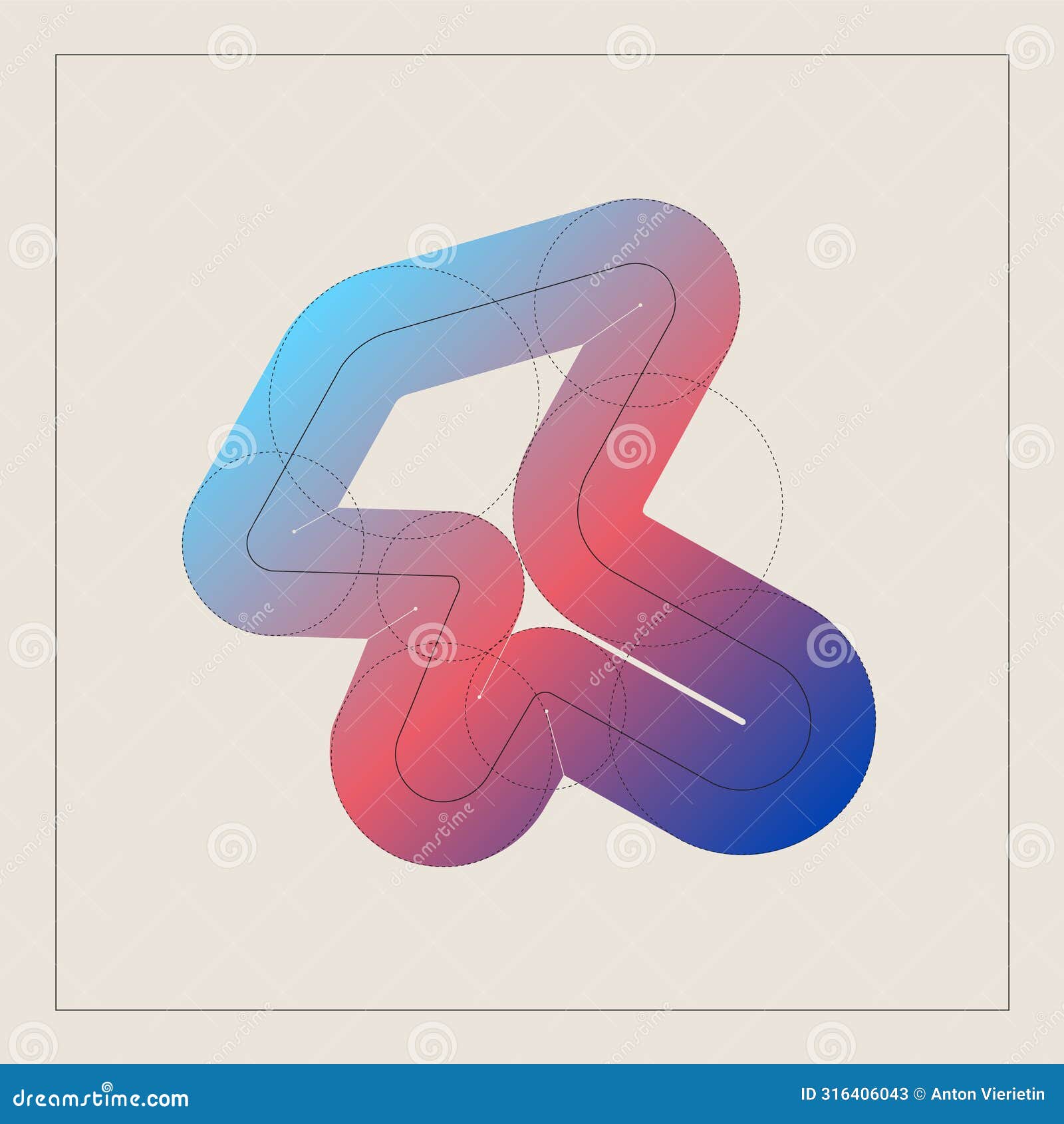 Vector Illustration. Abstract Form Blending from Blue To Red, with ...