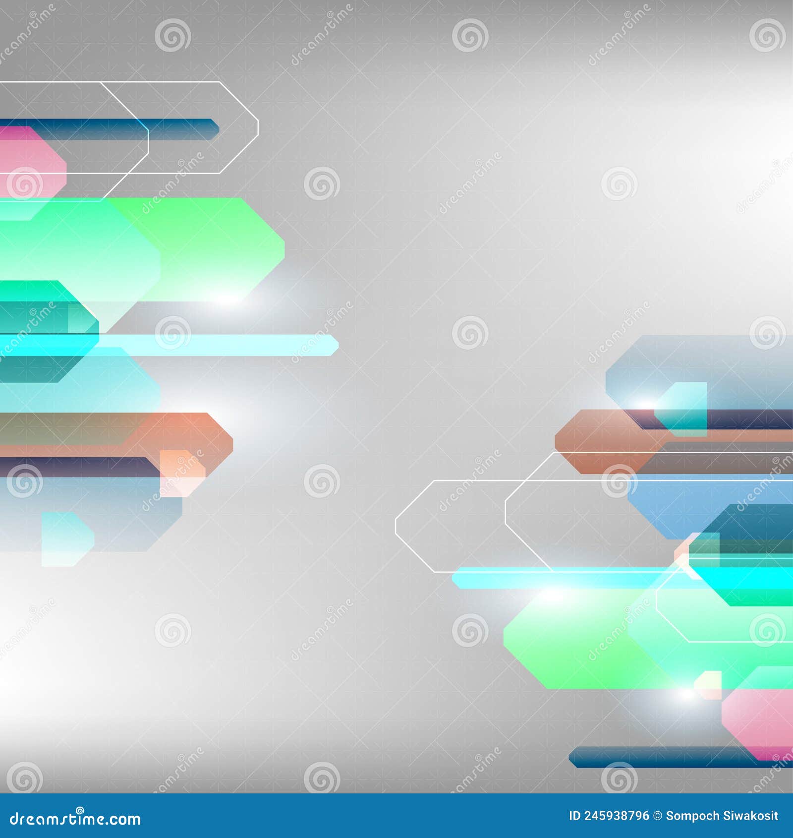 Vector Illustration Abstract Geometric Squares Multicolored Technology Line Overlapping on Gray ...