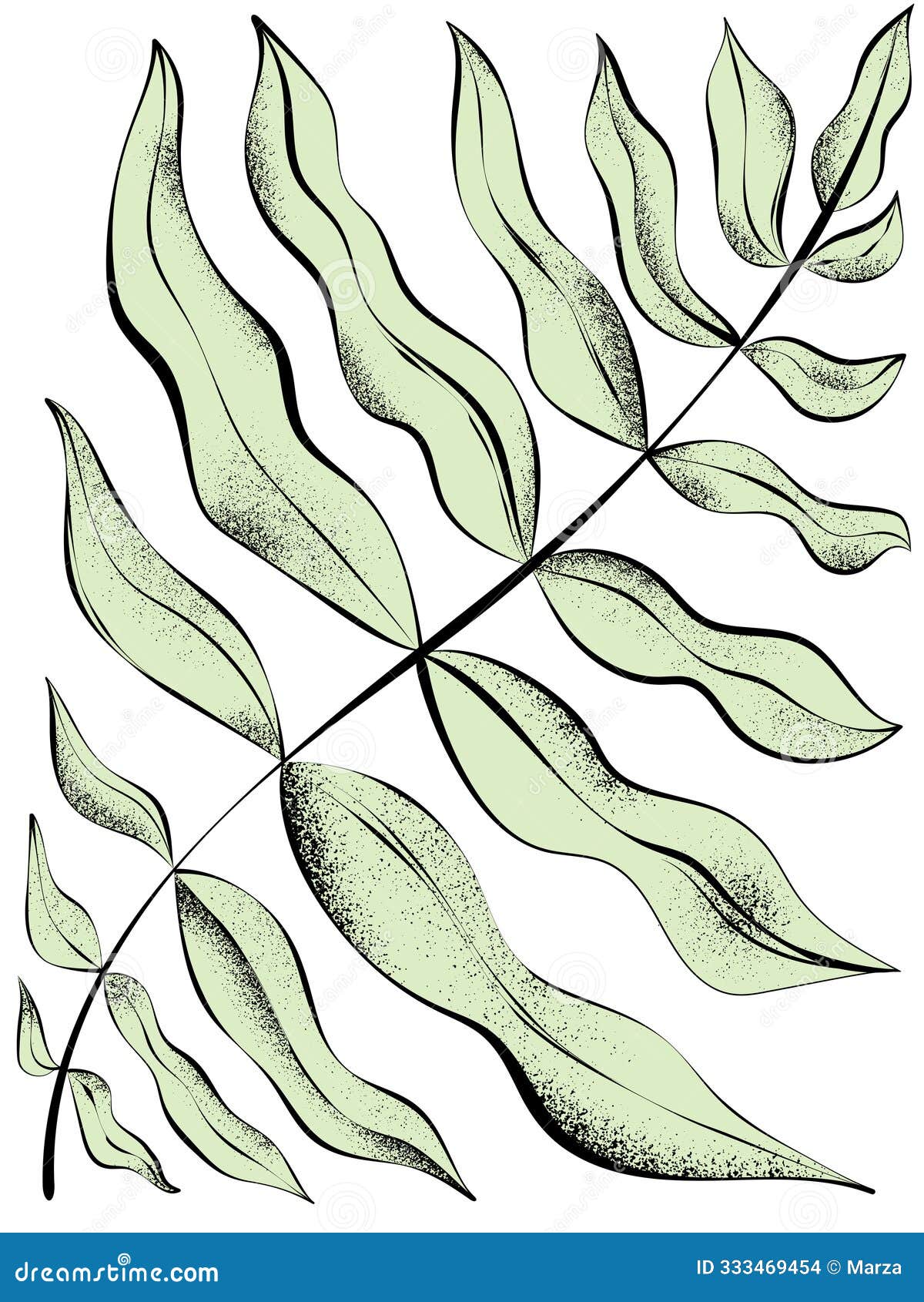 Vector Illustration of Abstract Green Leaf with Grainy Texture Stock ...