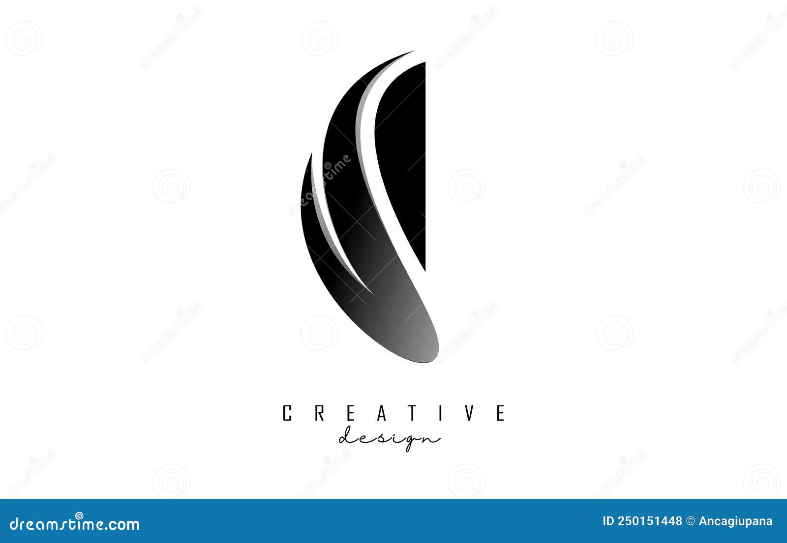 Vector Illustration of Abstract Letter I with Black Leaf Design. Stock ...