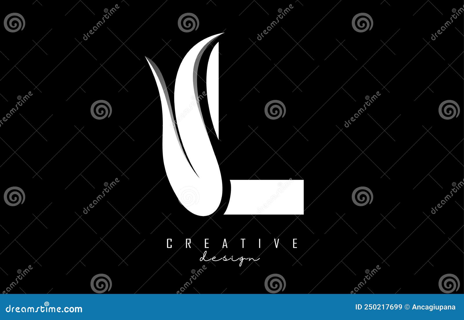 Vector Illustration of Abstract Letter L with White Leaf Design. Stock ...