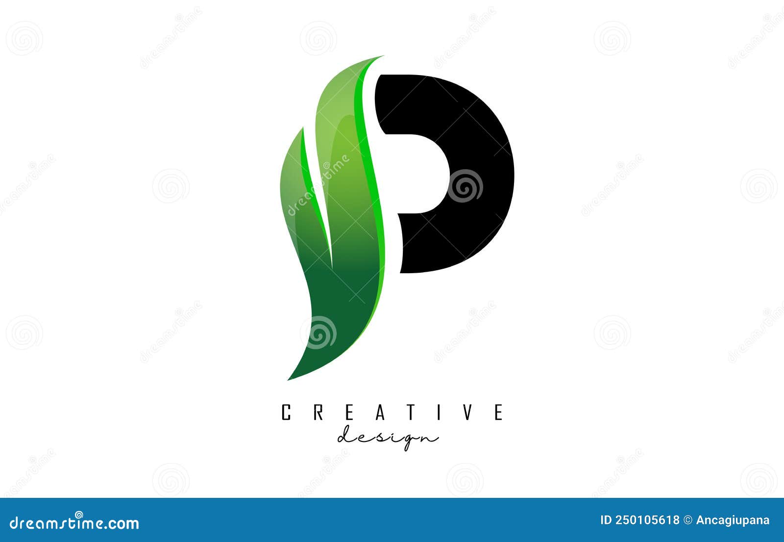 Vector Illustration of Abstract Letter P with Leaf, Eco, Natural Design ...