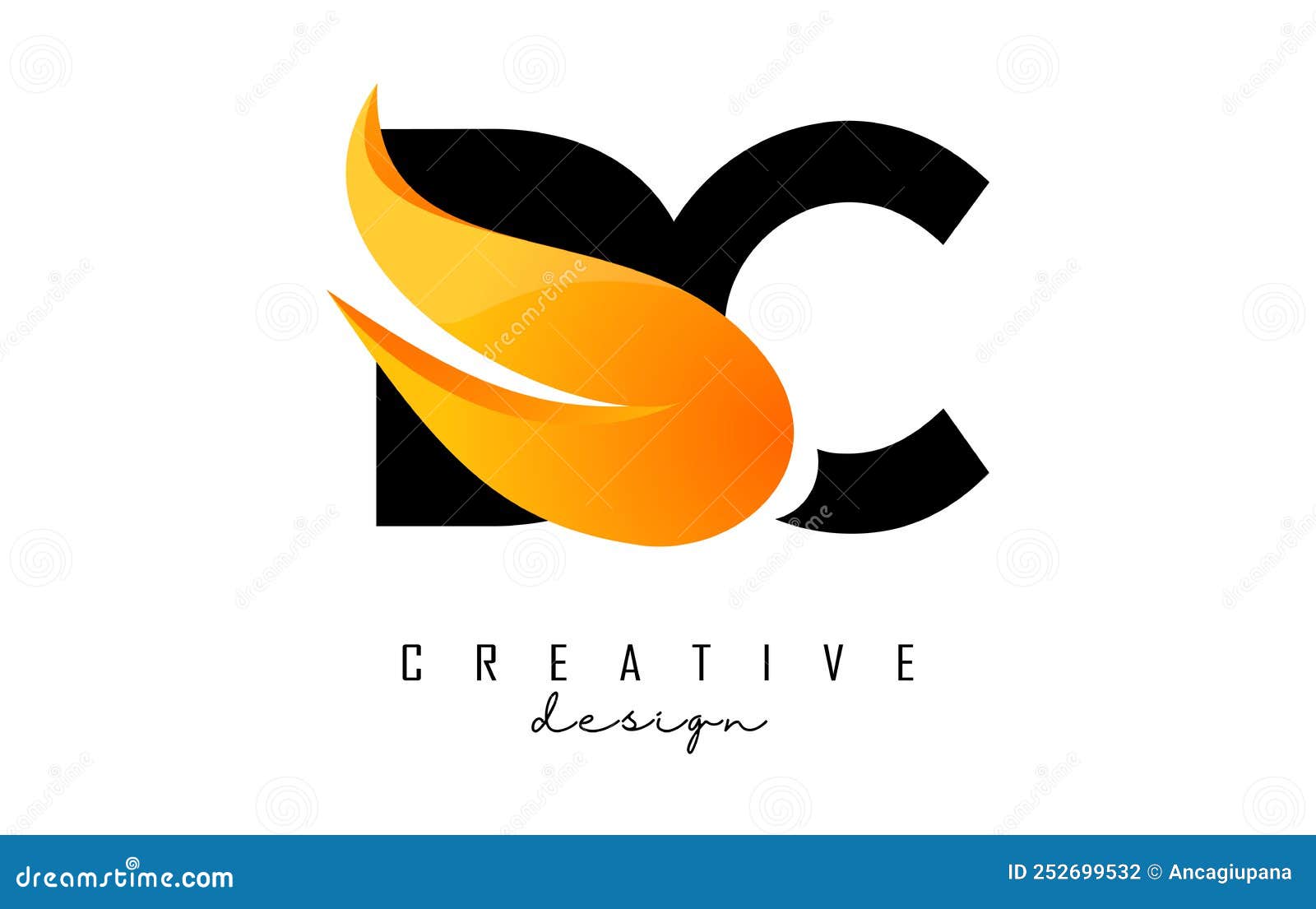 Vector Illustration of Abstract Letters DC D C with Fire Flames and ...