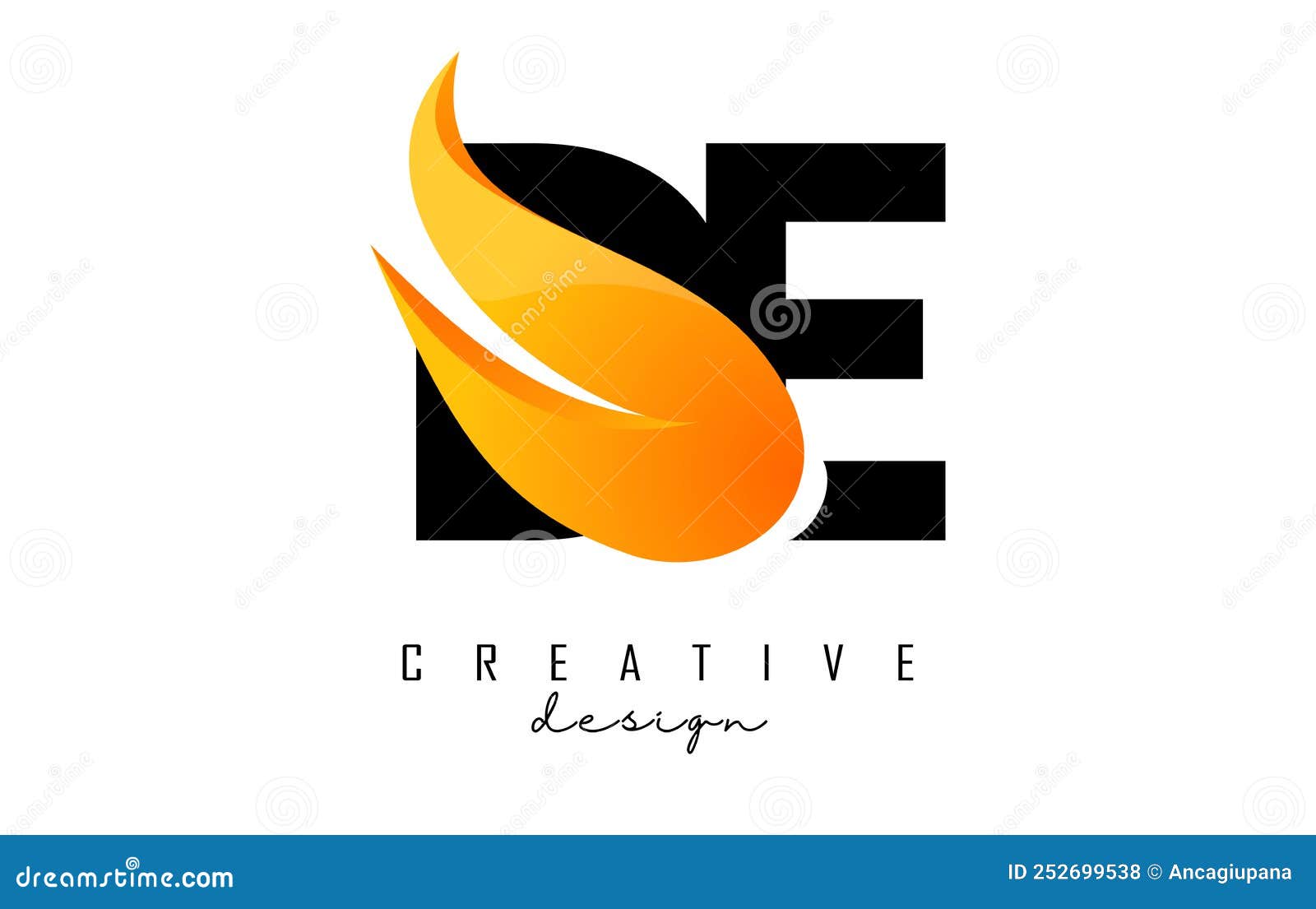 Vector Illustration of Abstract Letters DE D E with Fire Flames and ...