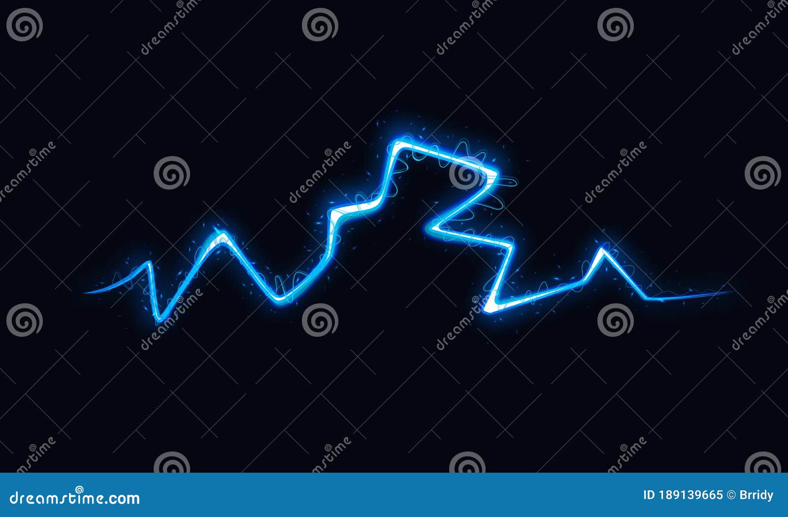 Vector Illustration of Abstract Lightning on Black Background. Blitz ...